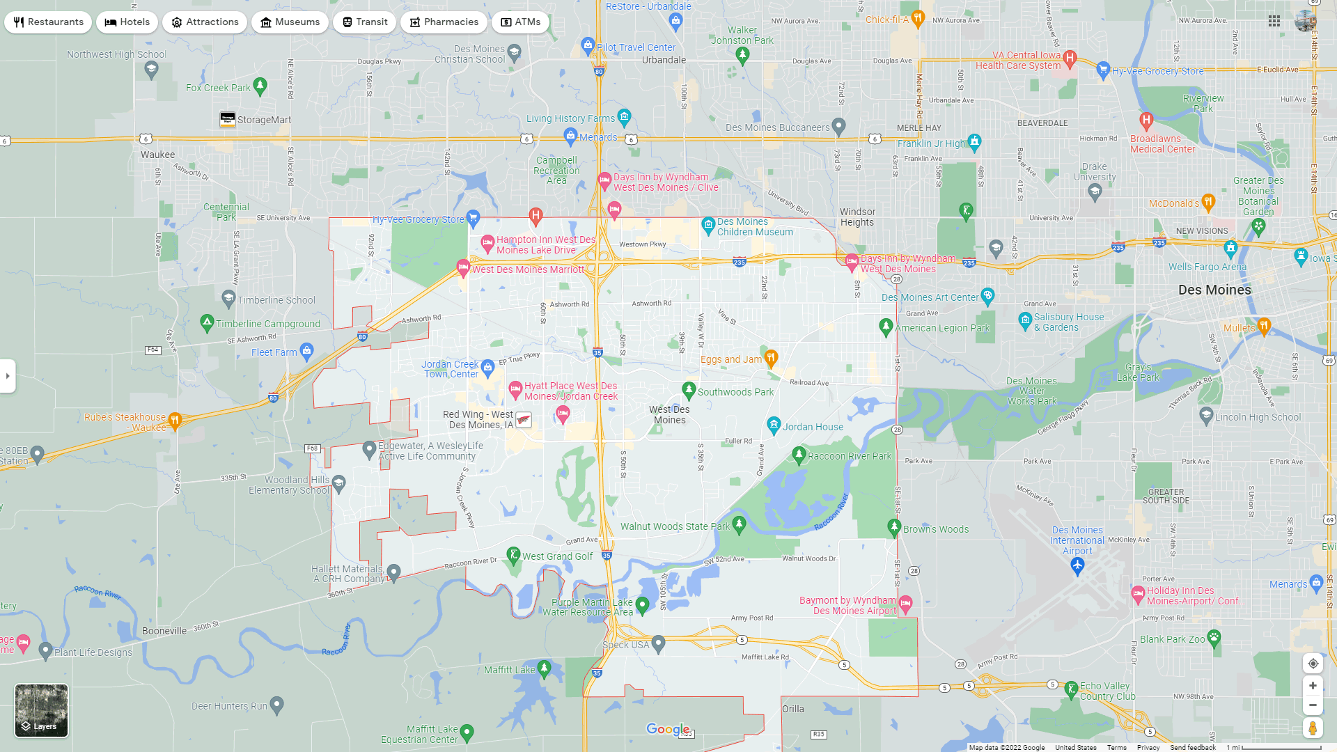 West Des Moines, Iowa Map