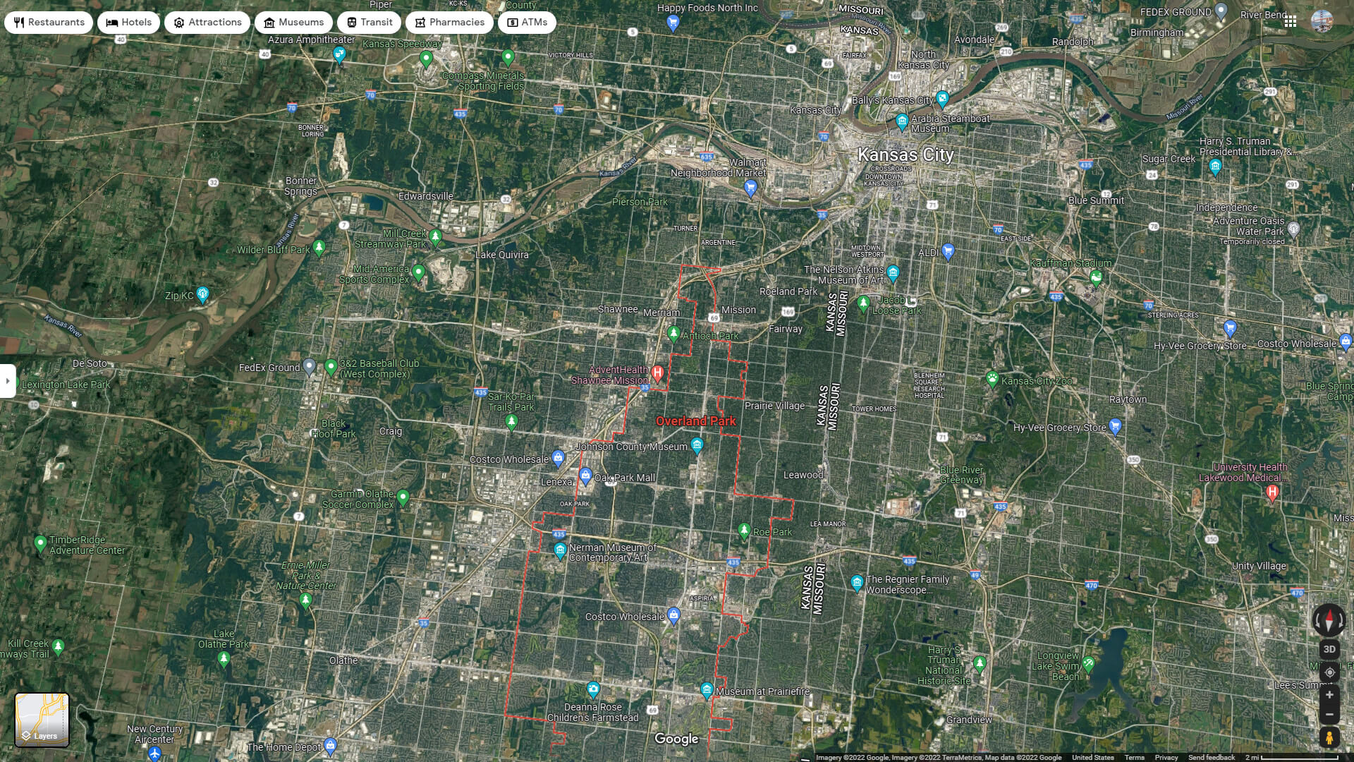 Overland Park, Kansas Map