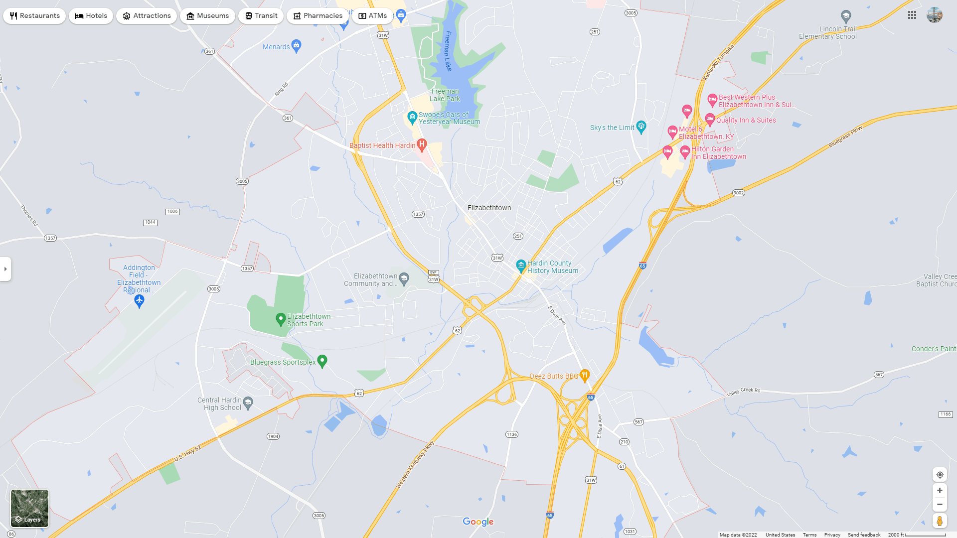 Elizabethtown Kentucky Map - United States