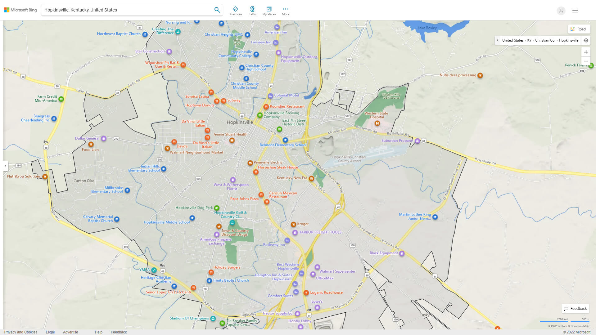 Hopkinsville, Kentucky Map