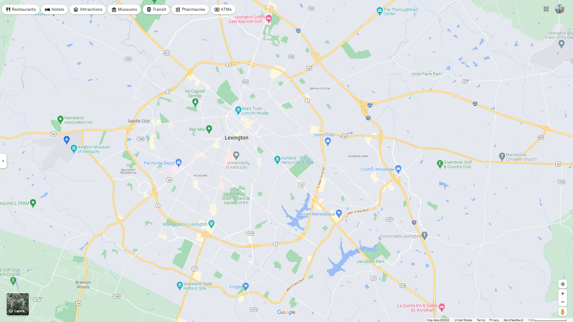 Lexington Fayette, Kentucky Map