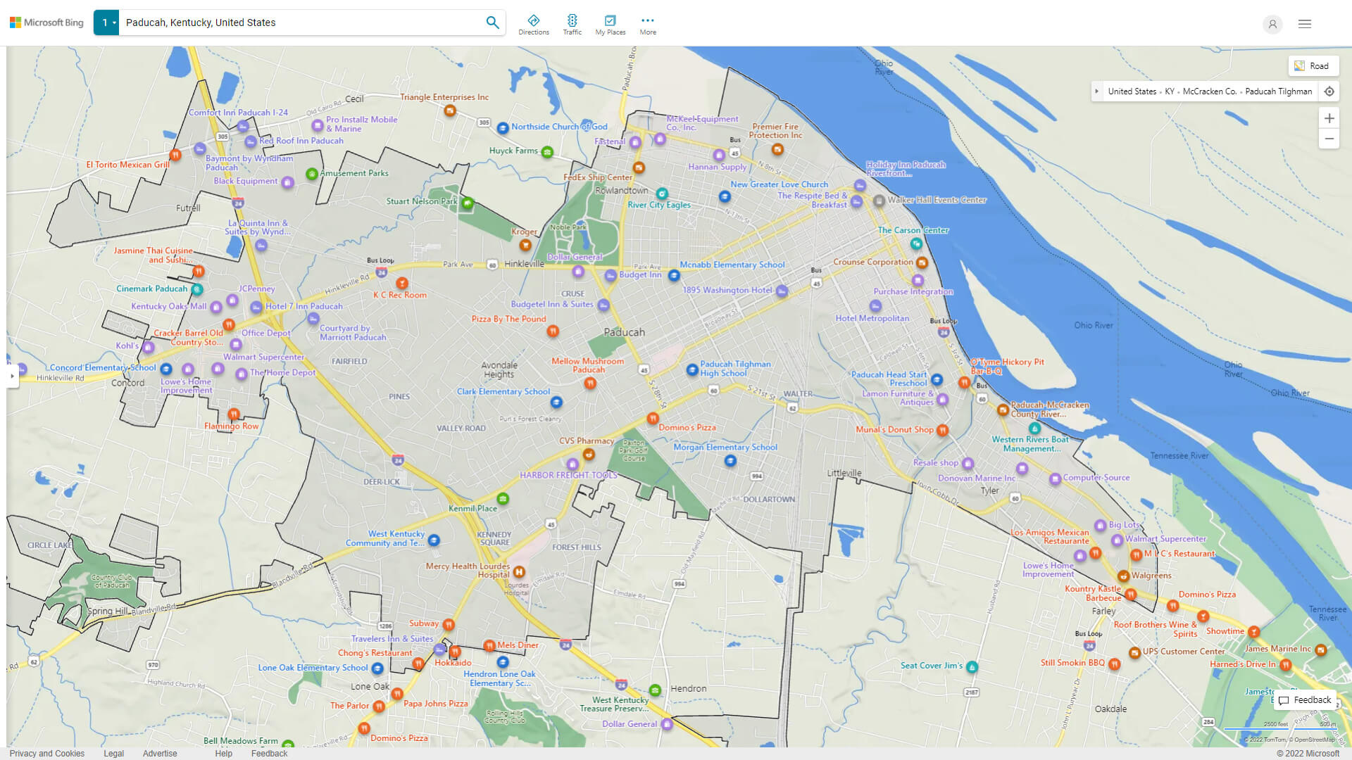 Paducah, Kentucky Map