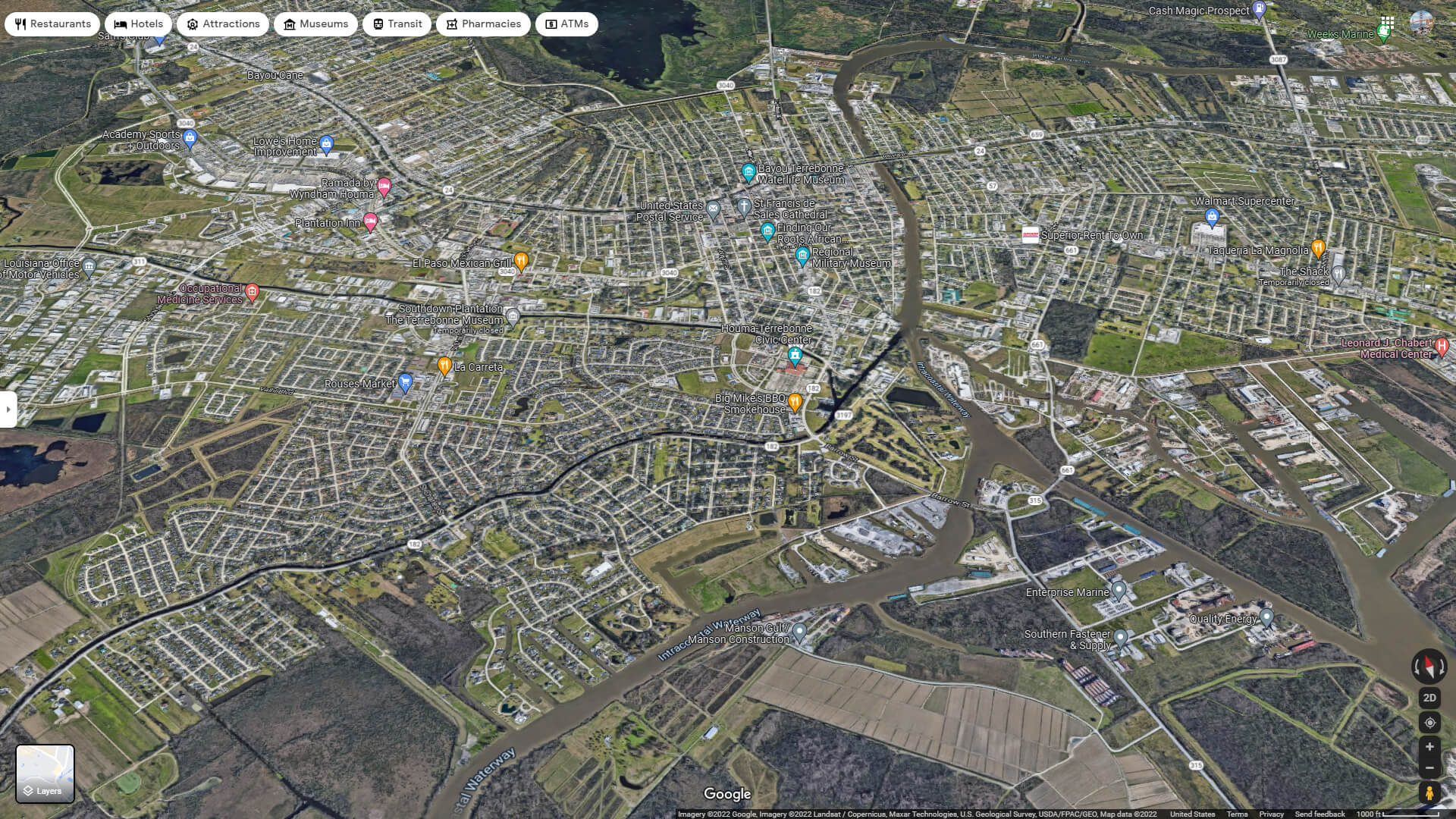 Houma, Louisiana Map