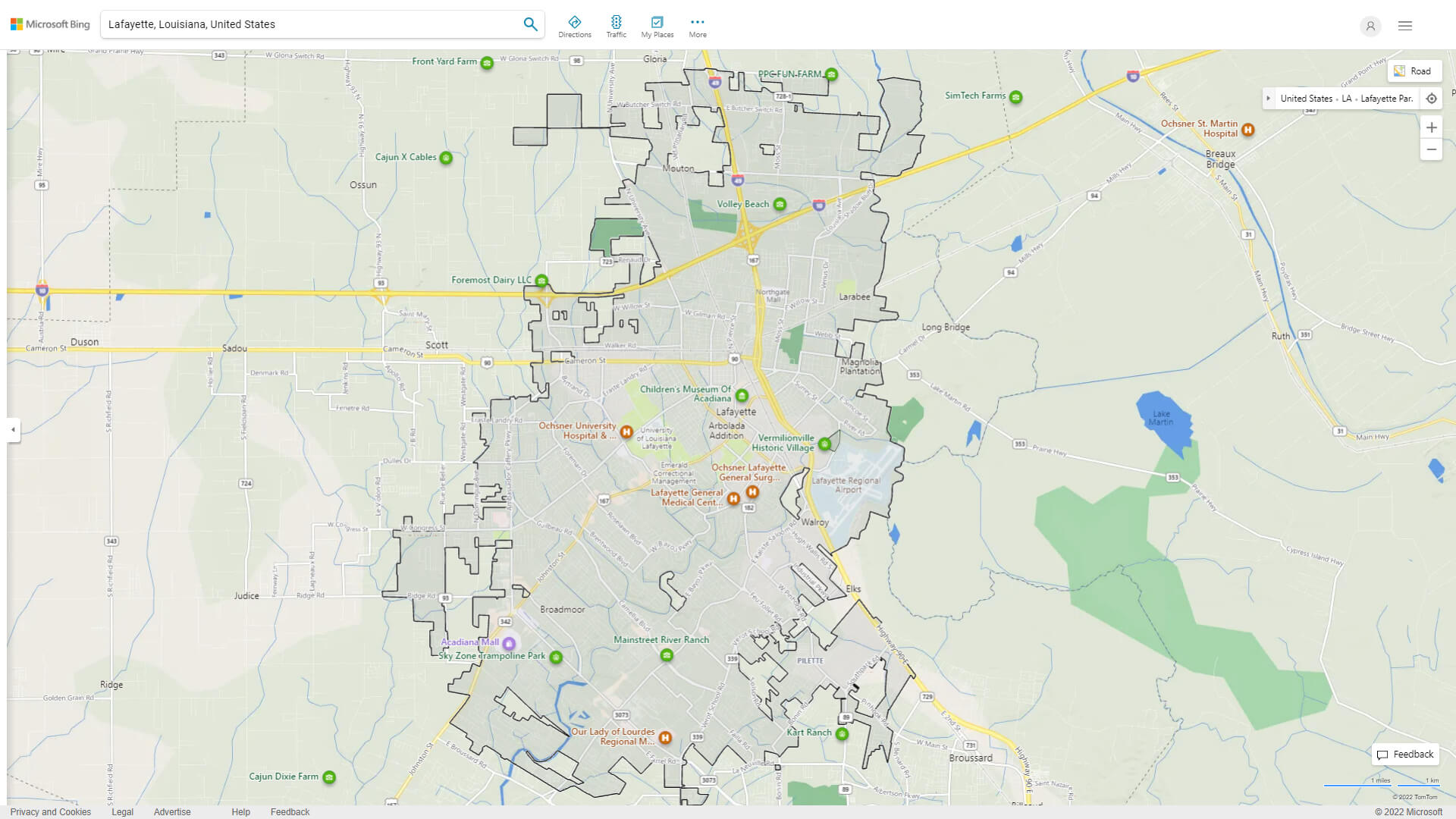 Lafayette, Louisiana Map