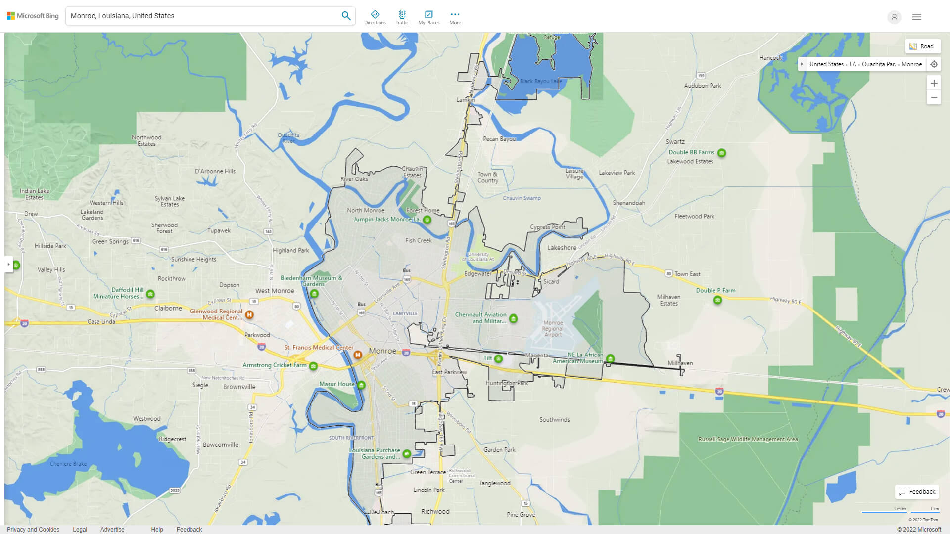 Monroe, Louisiana Map