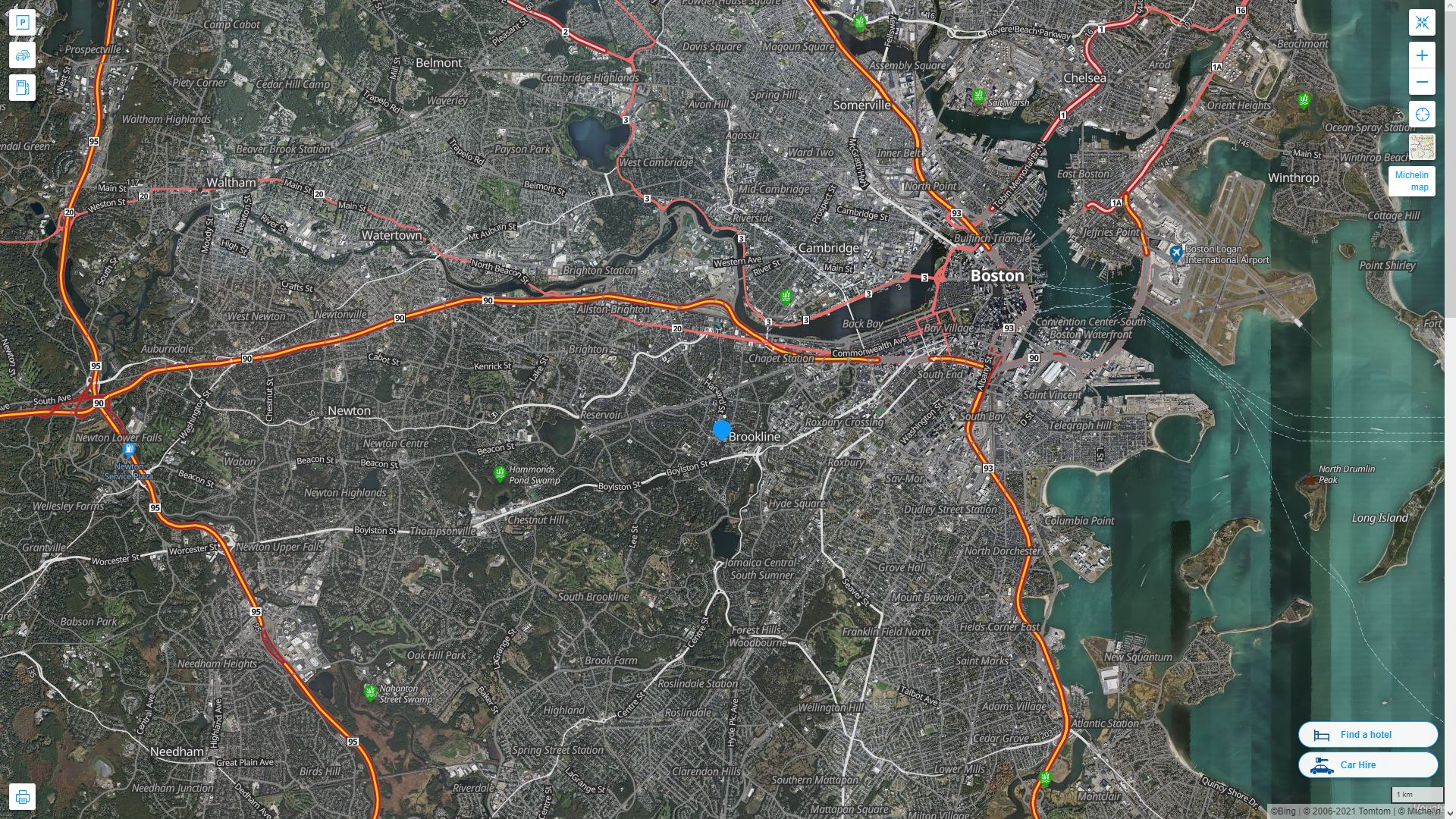 Brookline, Massachusetts Map