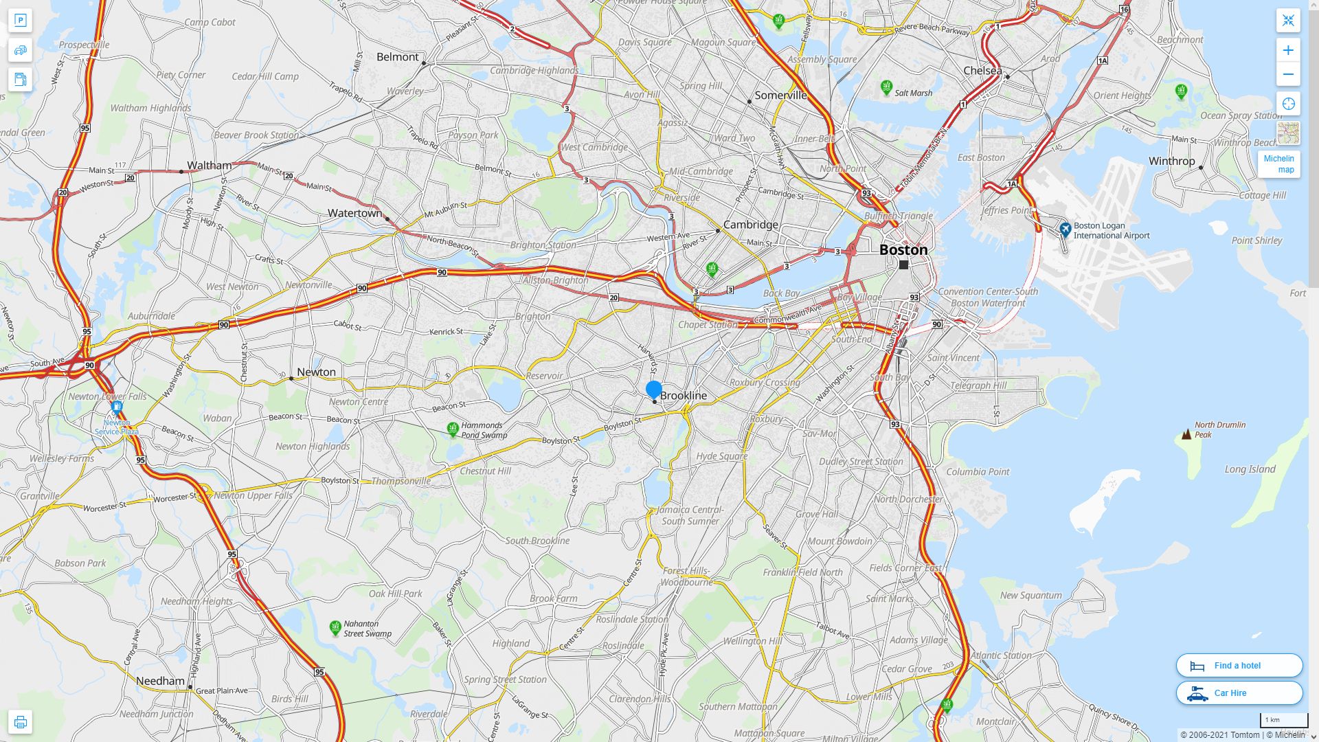 Brookline, Massachusetts Map