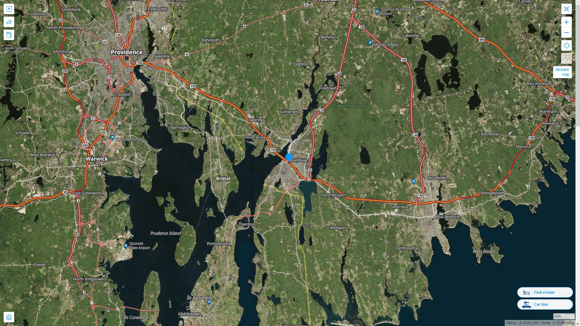 Fall River, Massachusetts Map