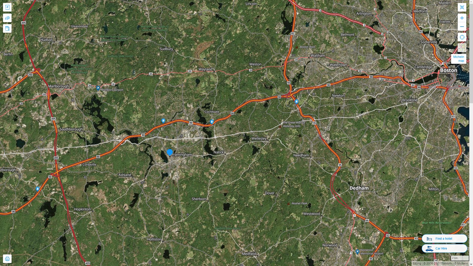Framingham, Massachusetts Map