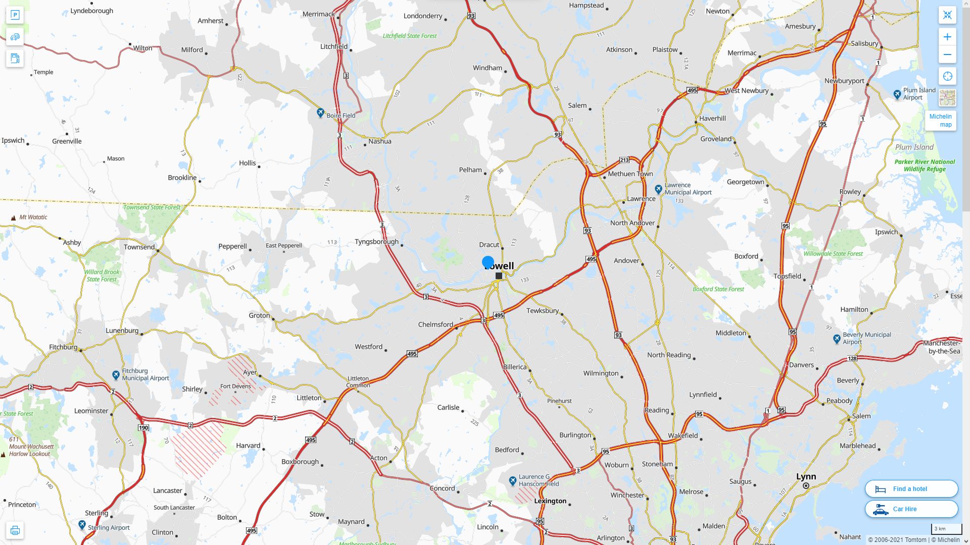 Lowell, Massachusetts Map