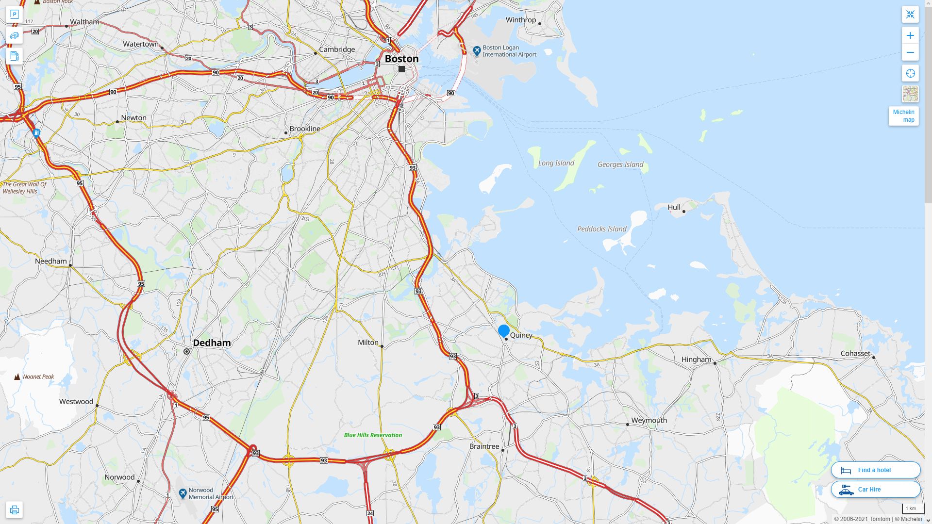 Quincy, Massachusetts Map