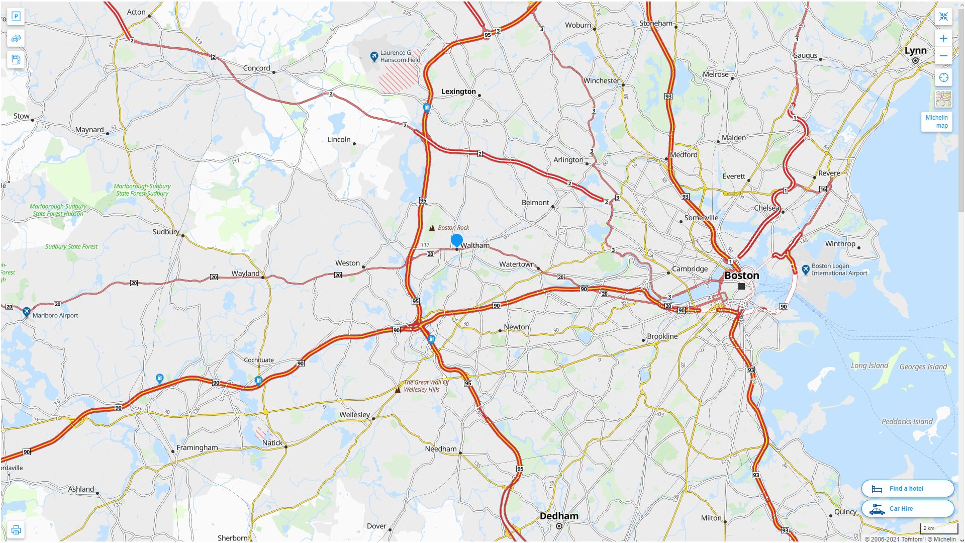 Waltham Massachusetts Map - United States