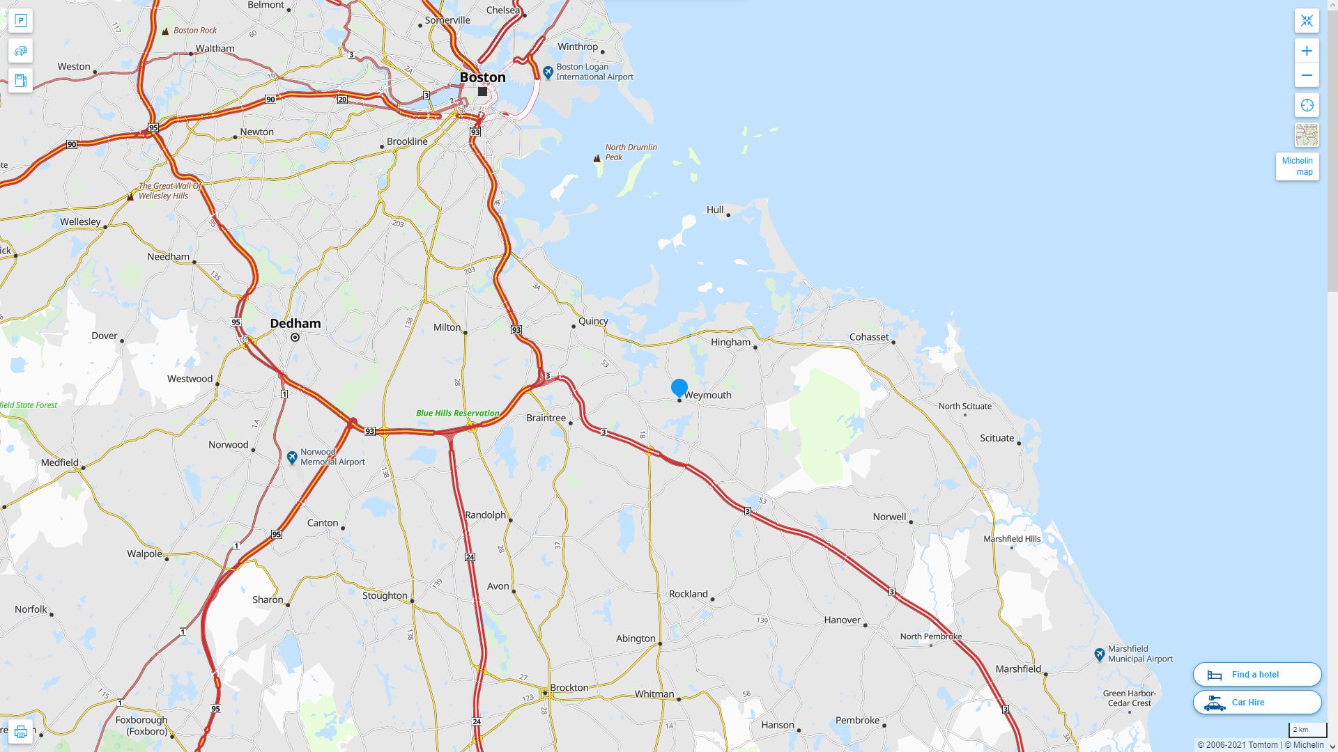 Weymouth Town, Massachusetts Map