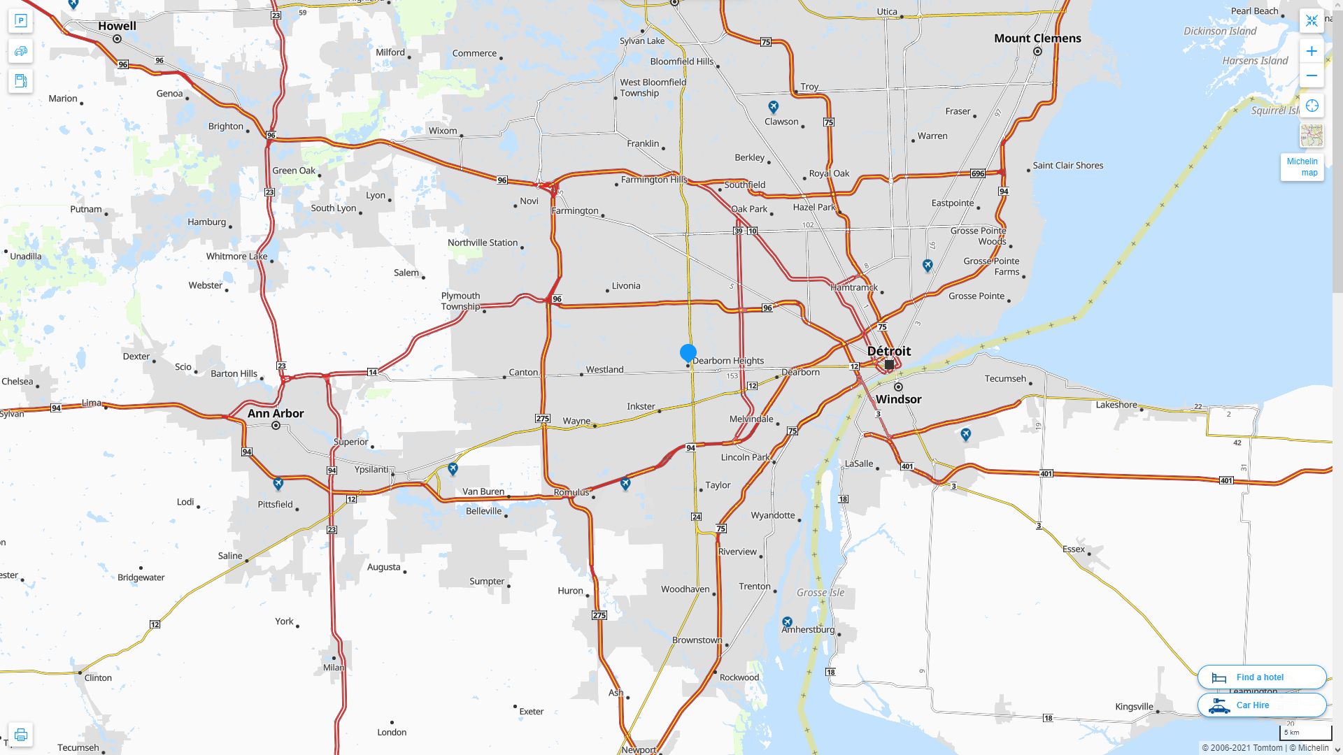 Dearborn Heights, Michigan Map