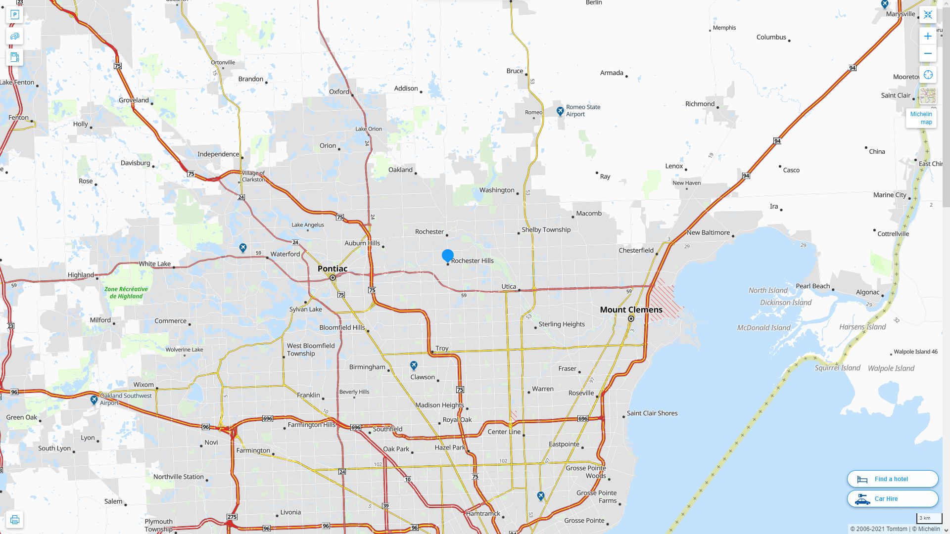Rochester Hills, Michigan Map