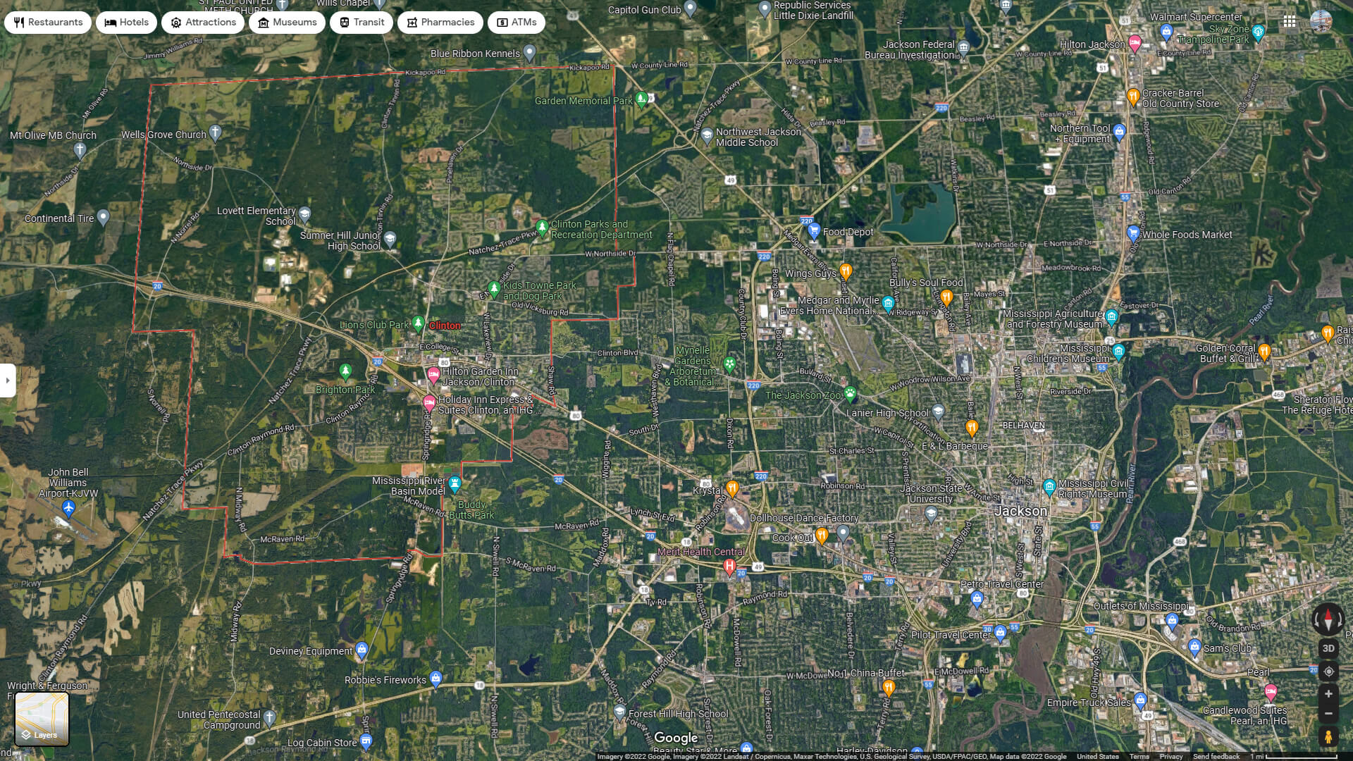Clinton, Mississippi Map