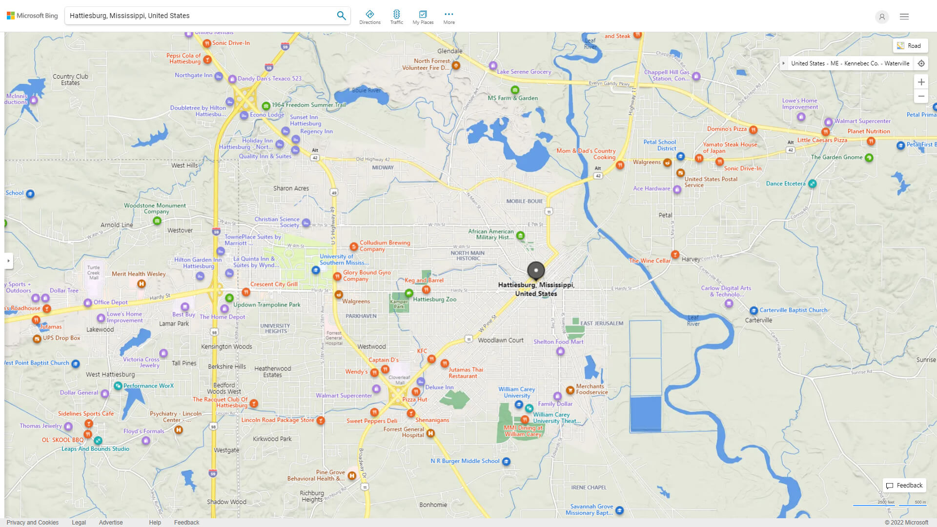 Hattiesburg, Mississippi Map