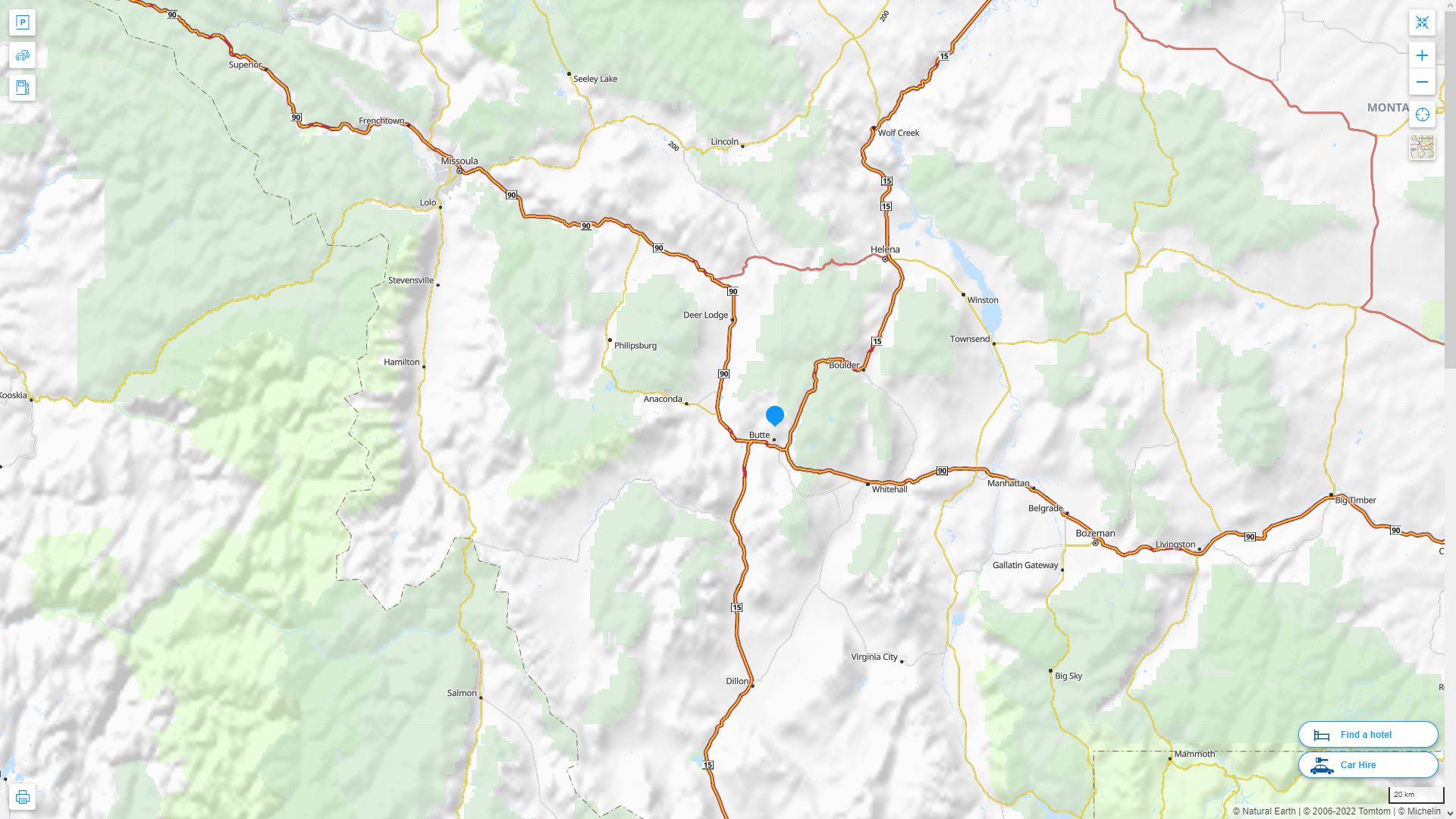 Butte Silver Bow, Montana Map