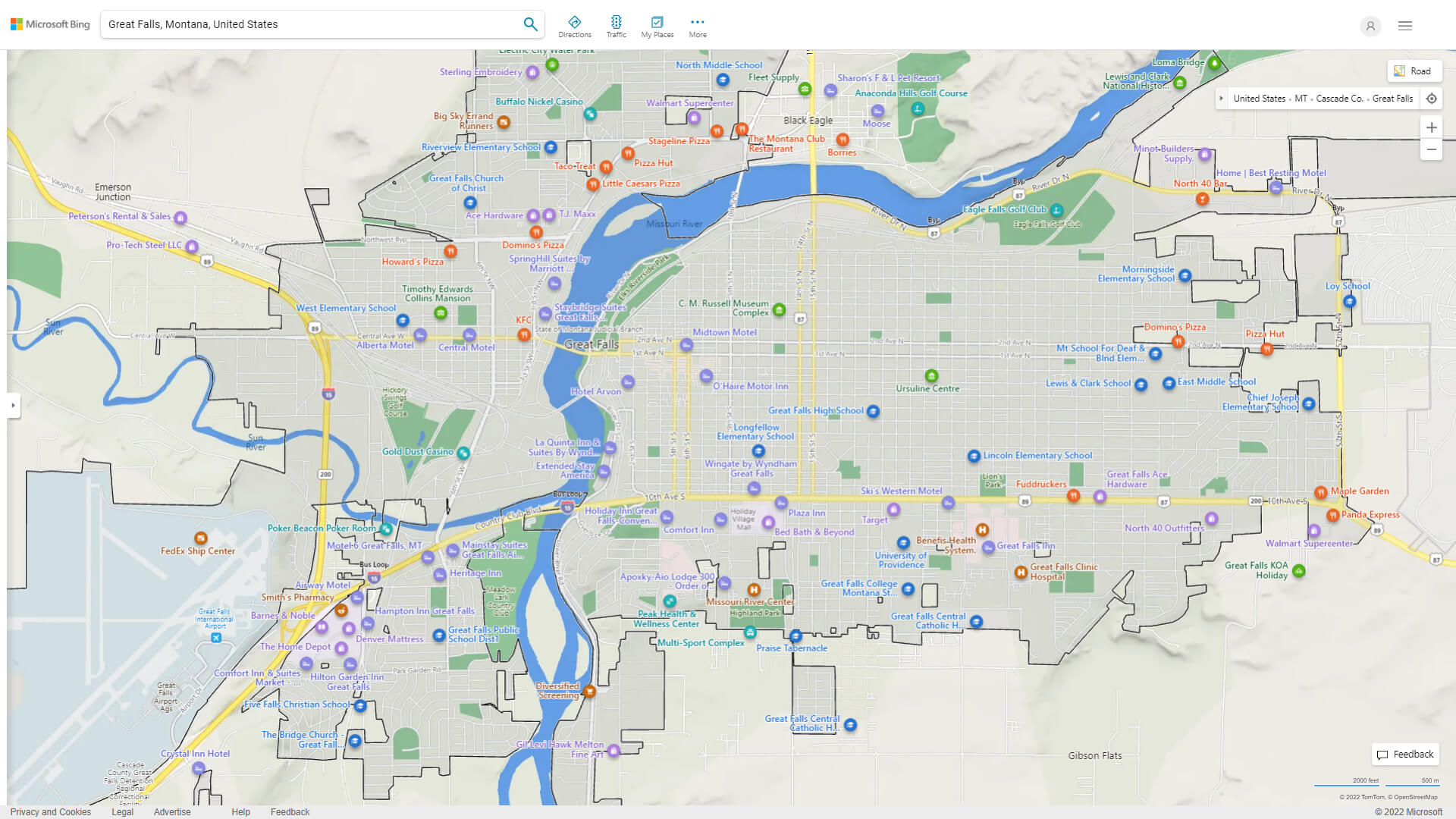 Great Falls, Montana Map