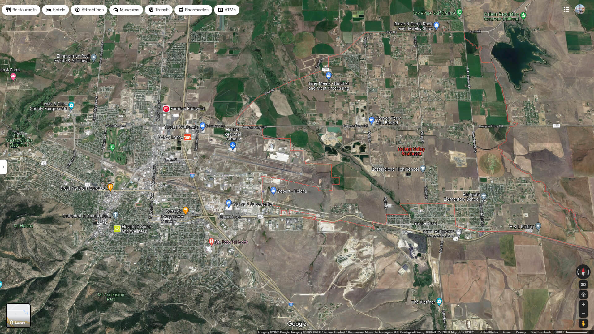 Helena Valley Southeast, Montana Map