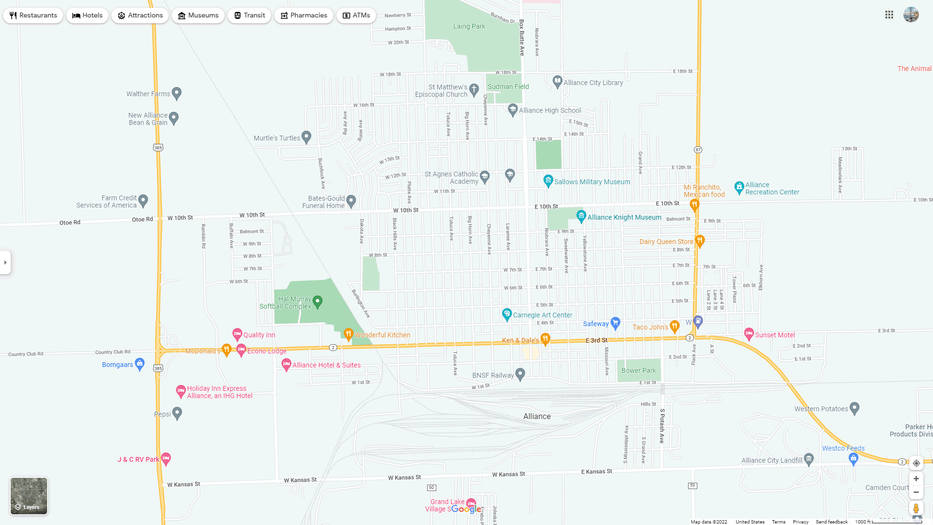 Alliance, Nebraska Map