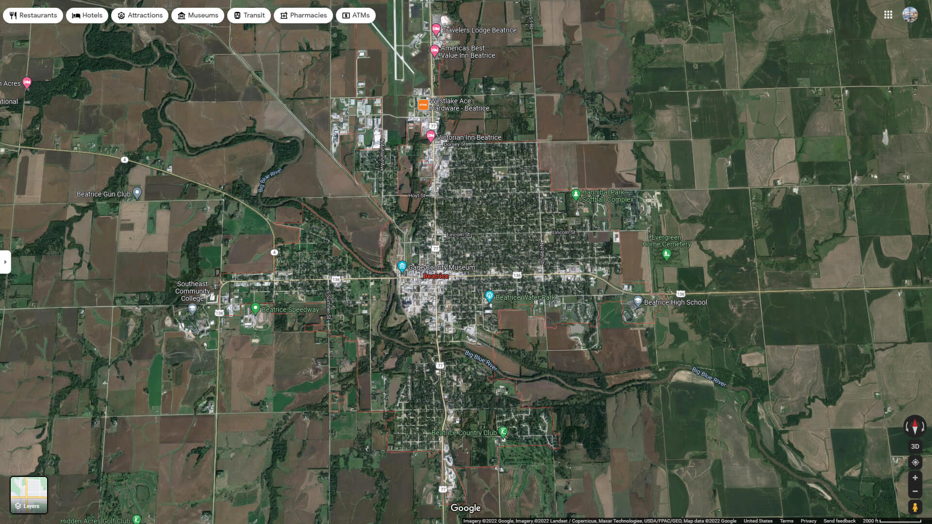 Beatrice, Nebraska Map
