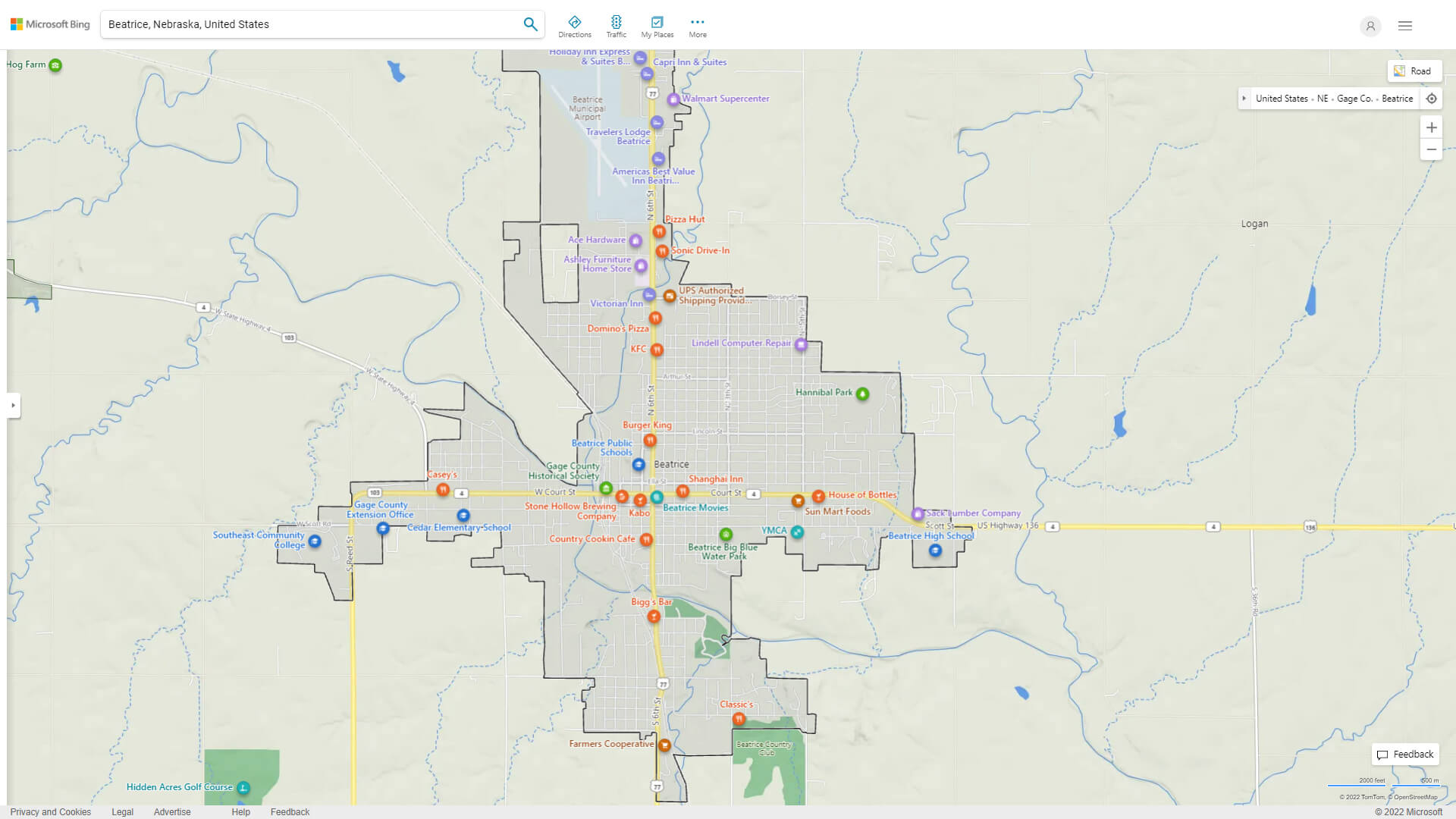 Beatrice, Nebraska Map