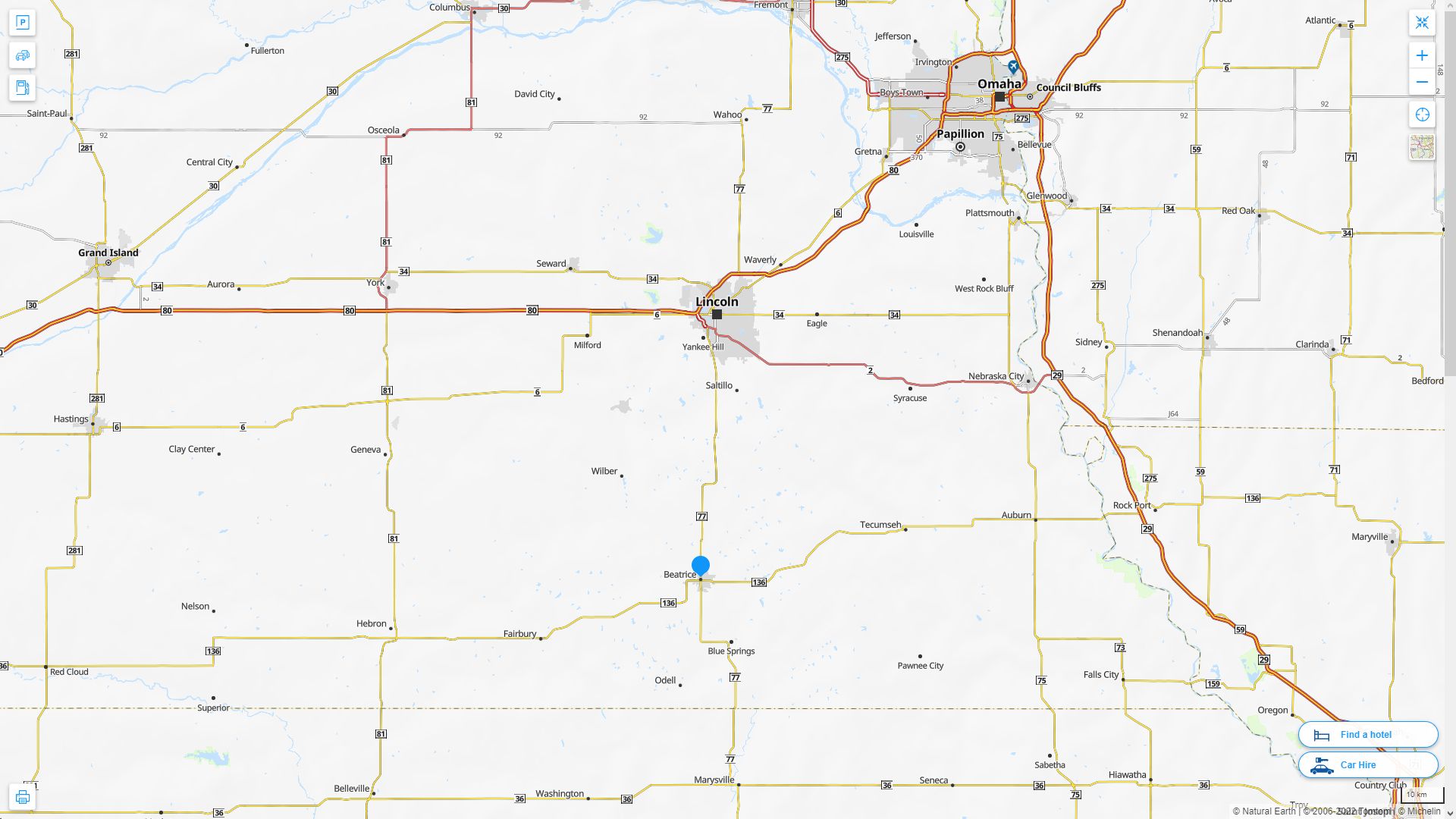 Beatrice, Nebraska Map