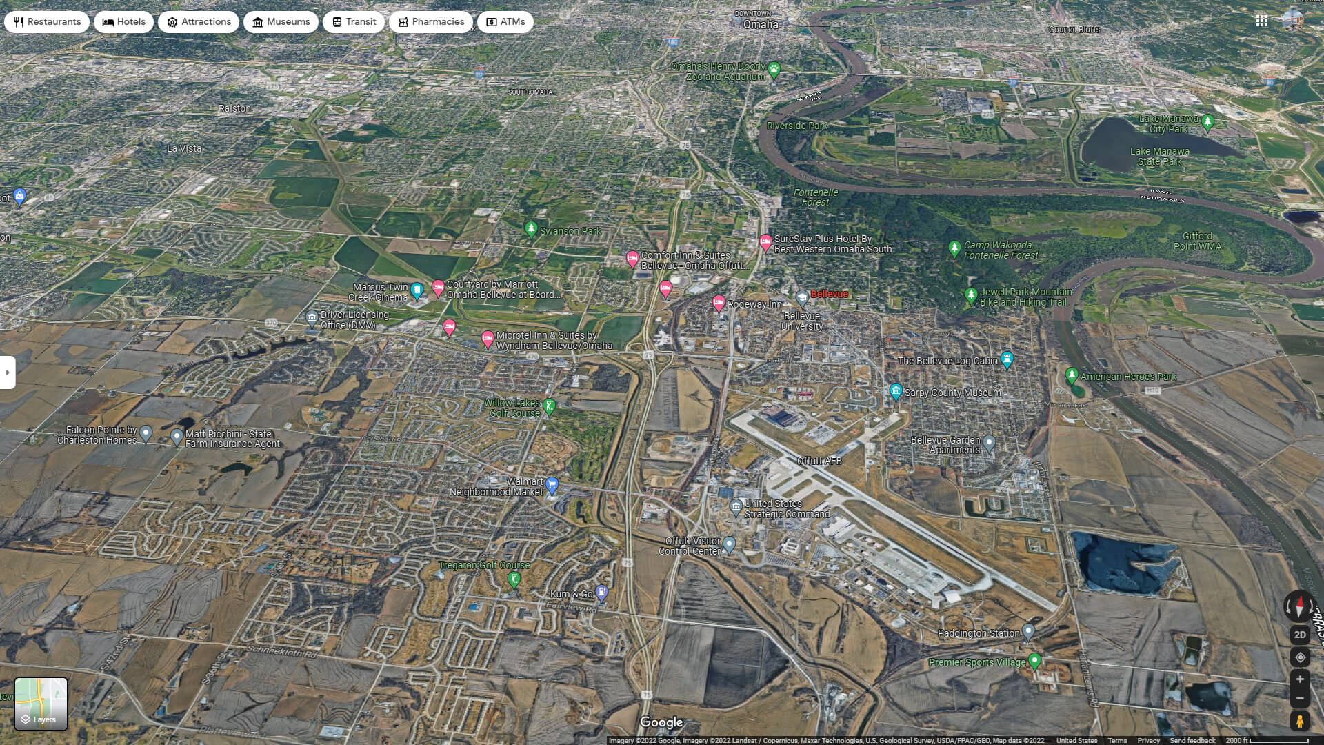 Bellevue, Nebraska Map