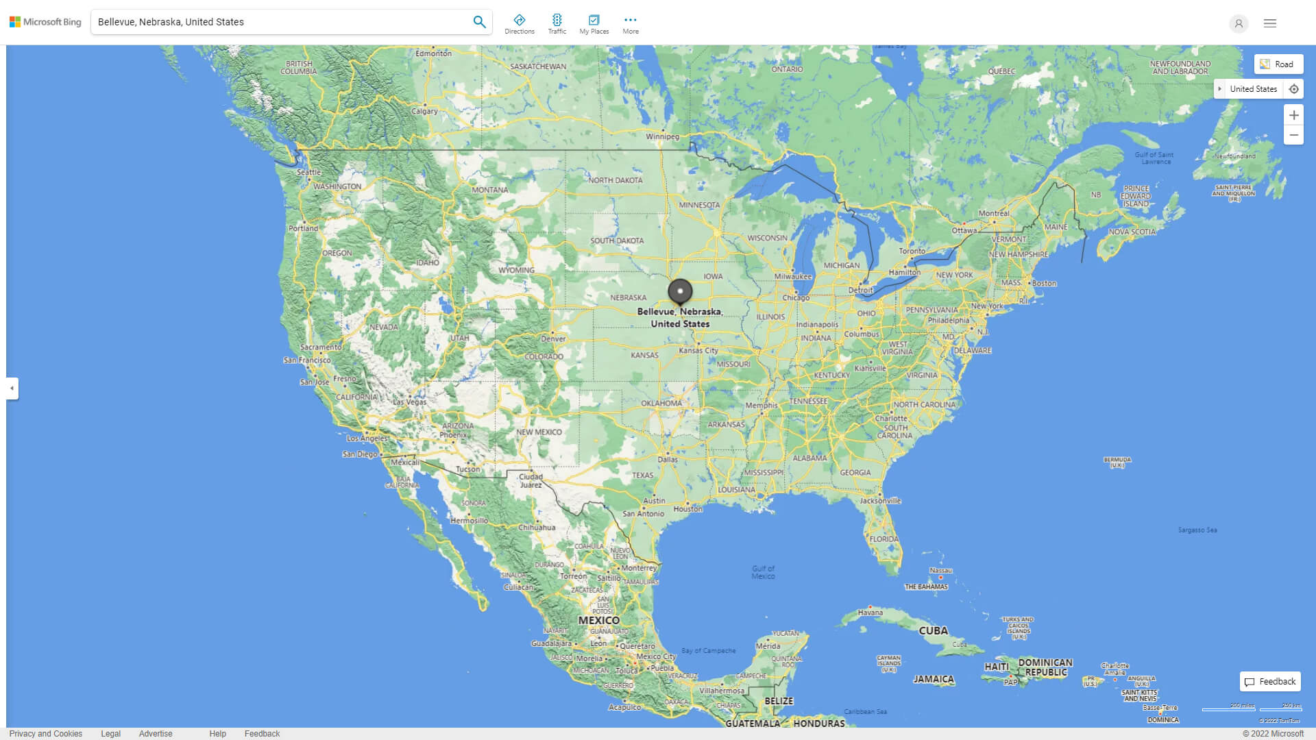 Bellevue, Nebraska Map