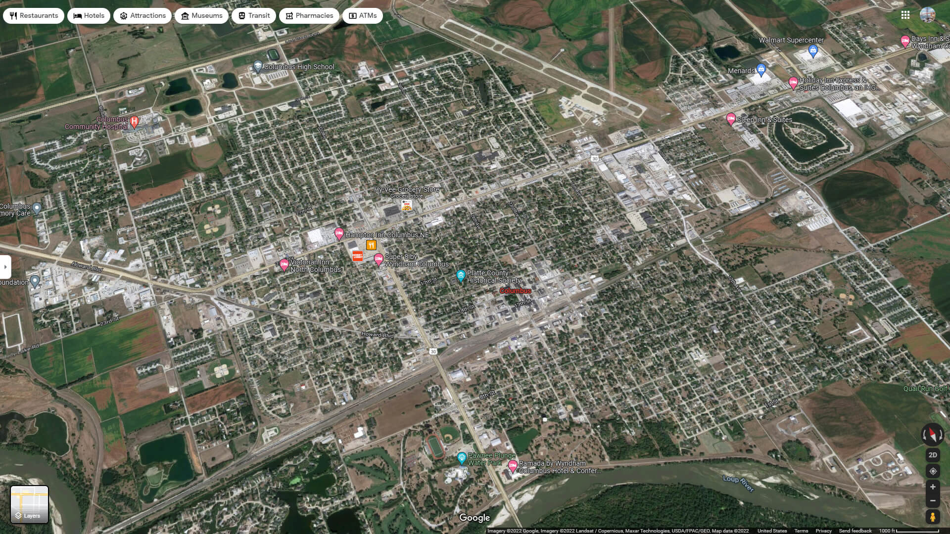 Columbus Nebraska Map - United States