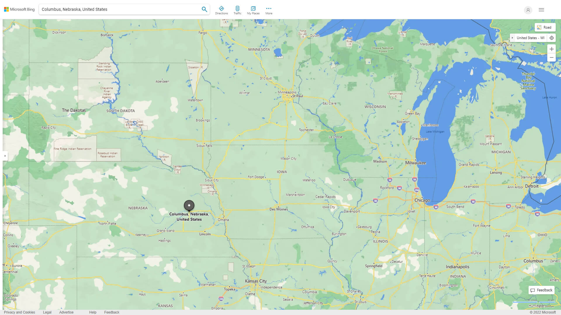 Columbus Nebraska Map - United States