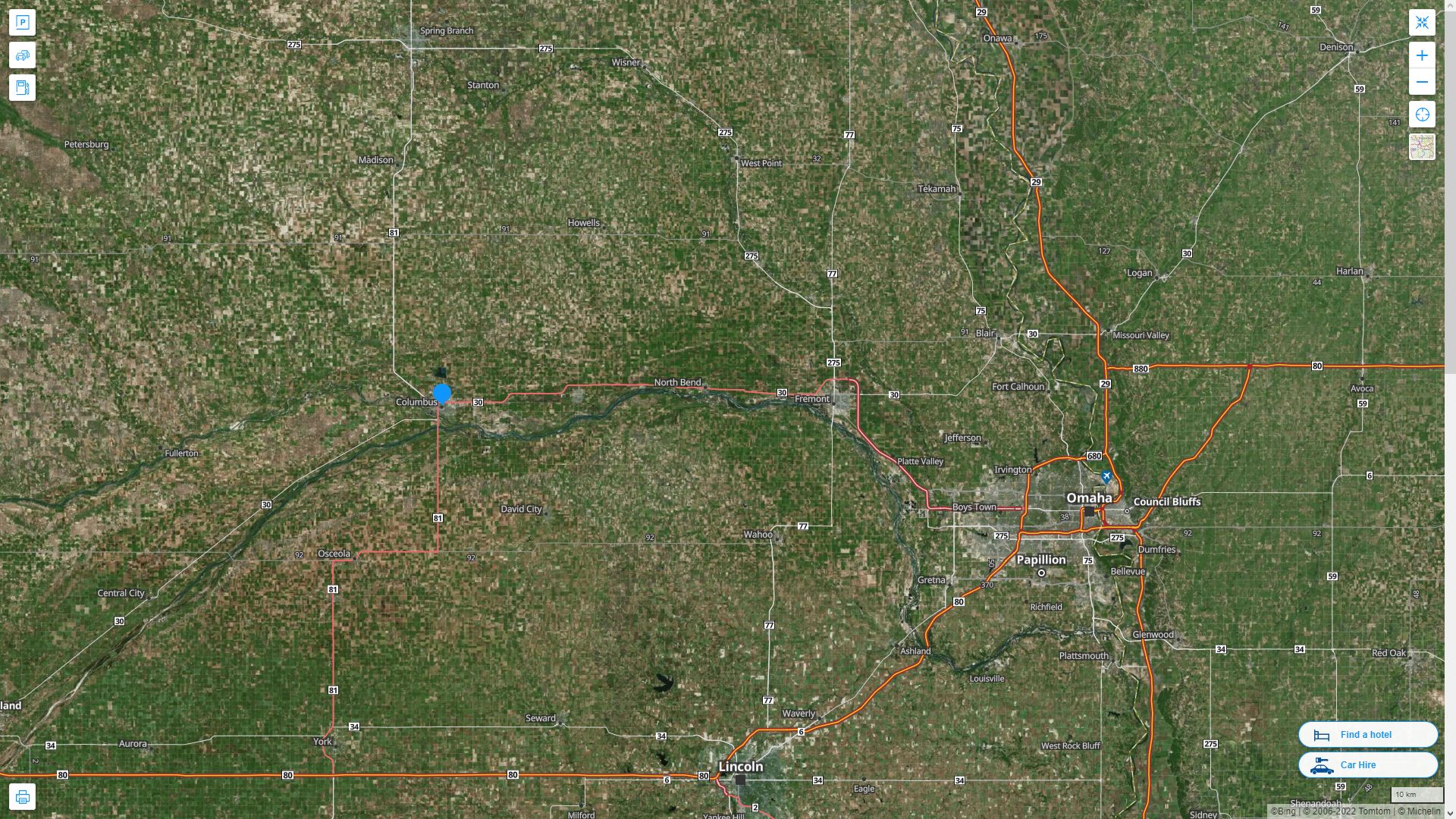 Columbus Nebraska Map - United States
