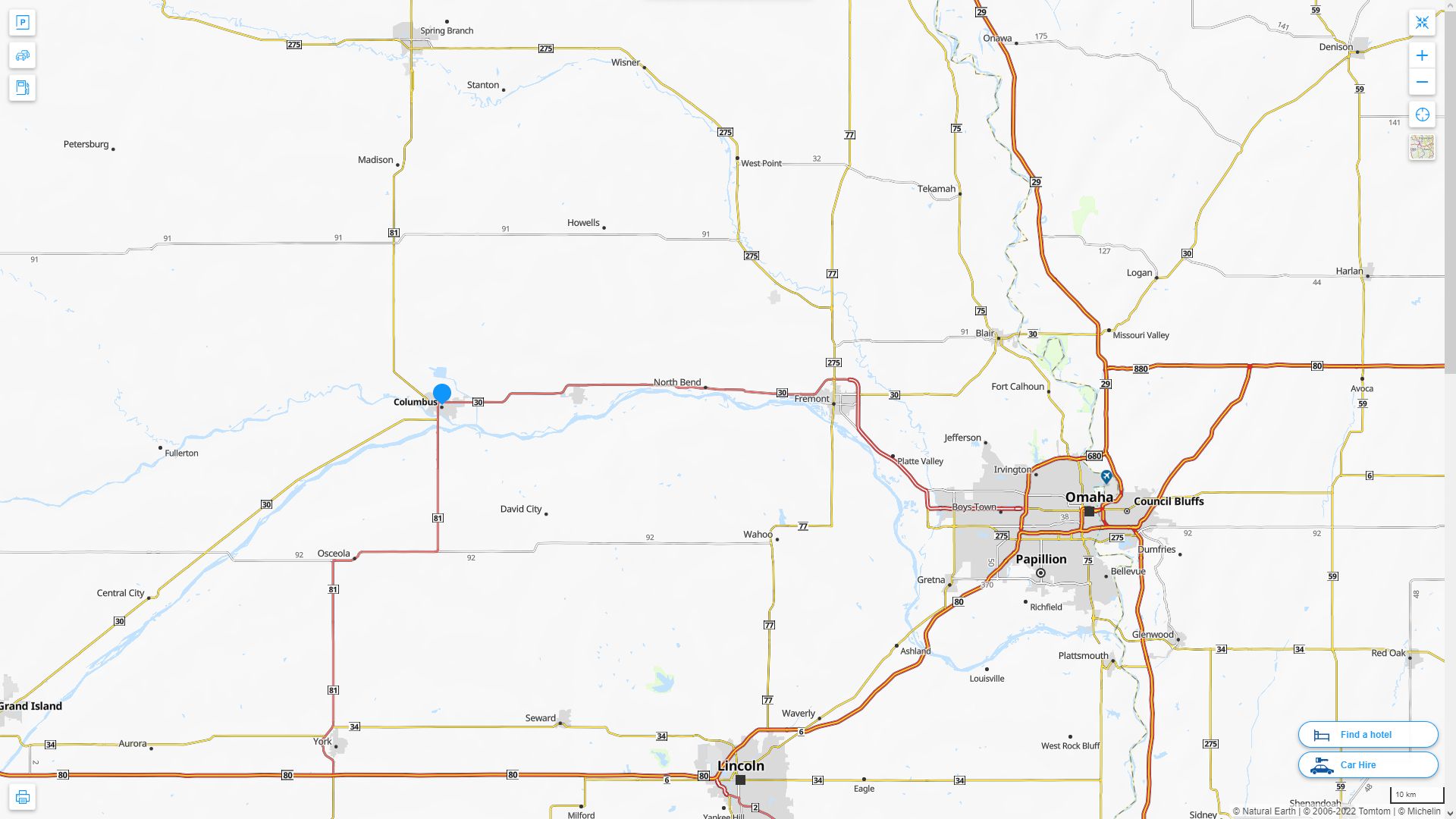 Columbus, Nebraska Map