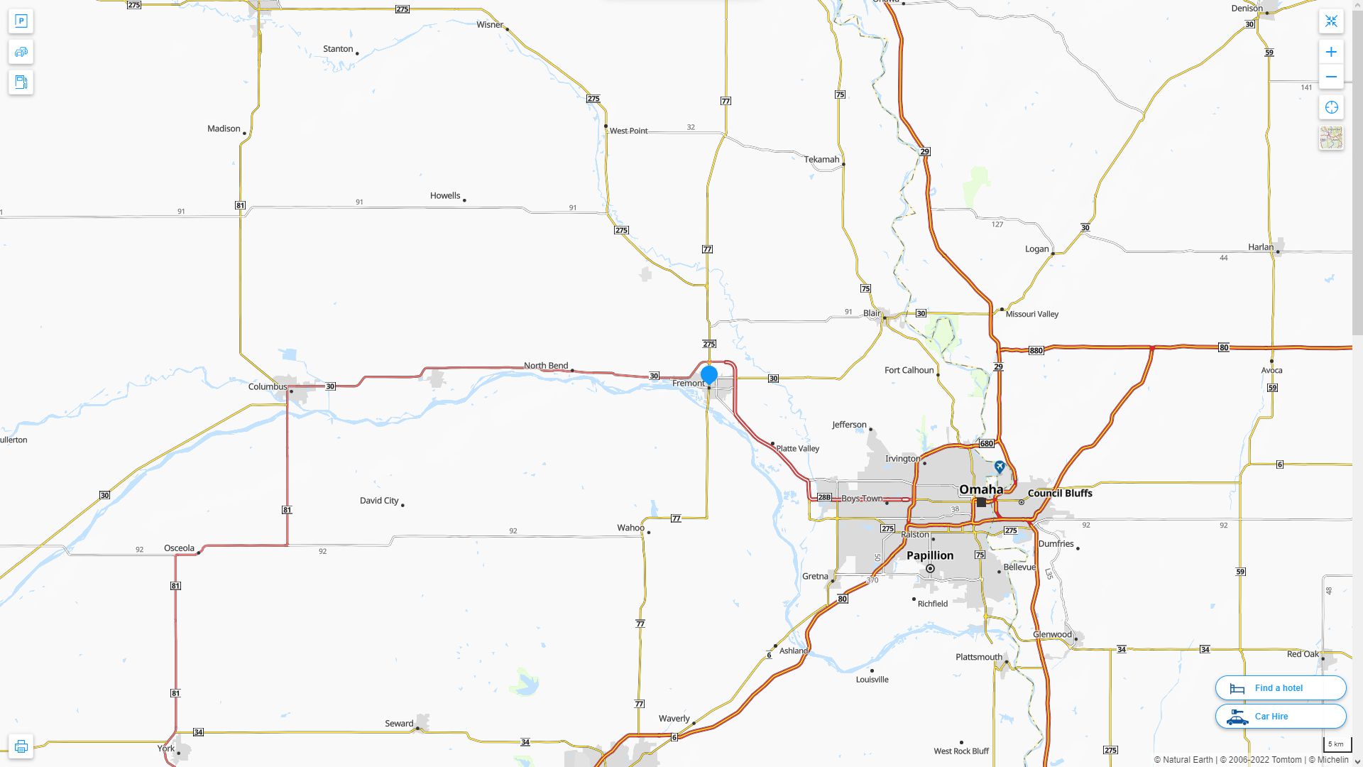 Fremont Nebraska Map - United States
