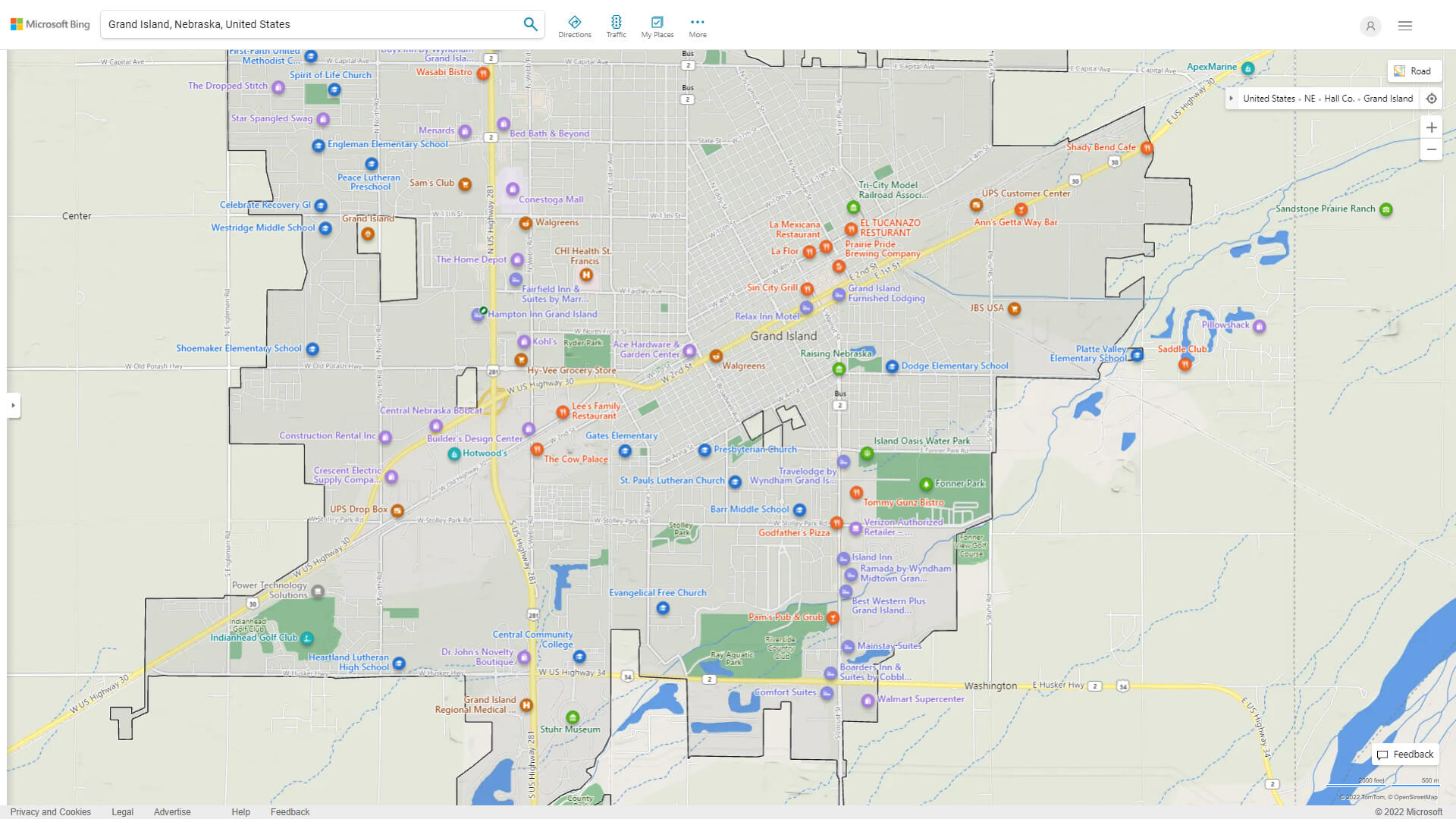 Grand Island, Nebraska Map