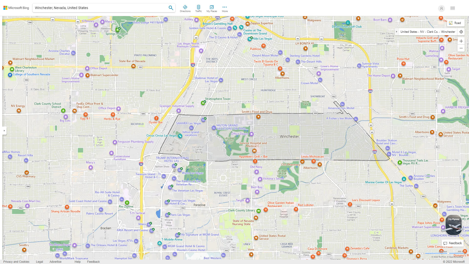 Winchester, Nevada Map