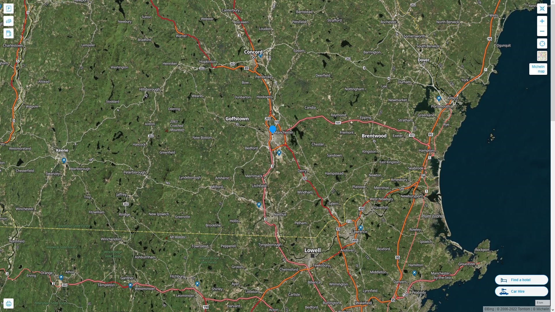 Manchester, New Hampshire Map