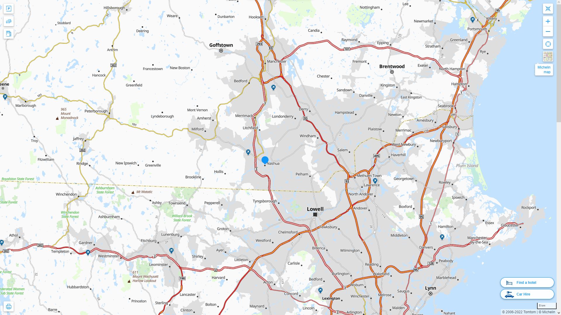 Nashua, New Hampshire Map