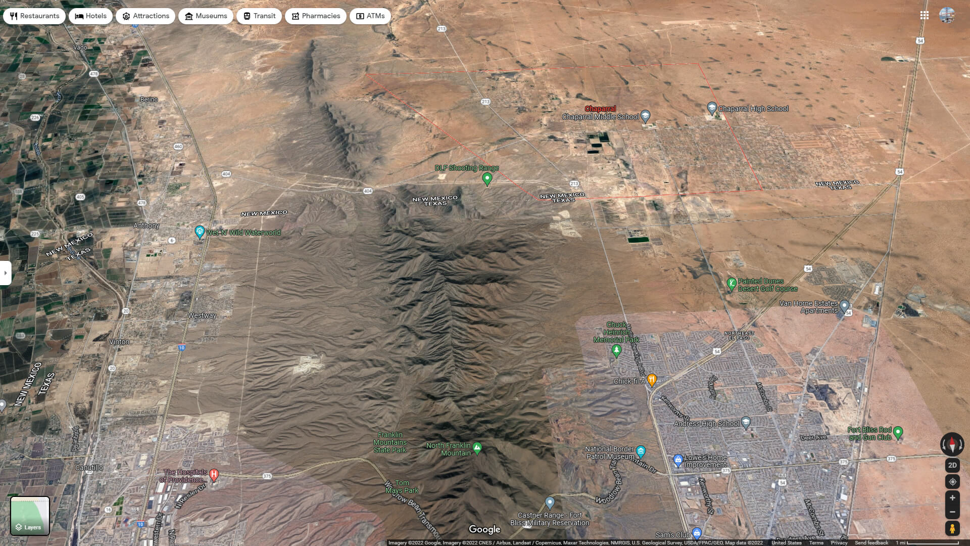 Chaparral, New Mexico Map