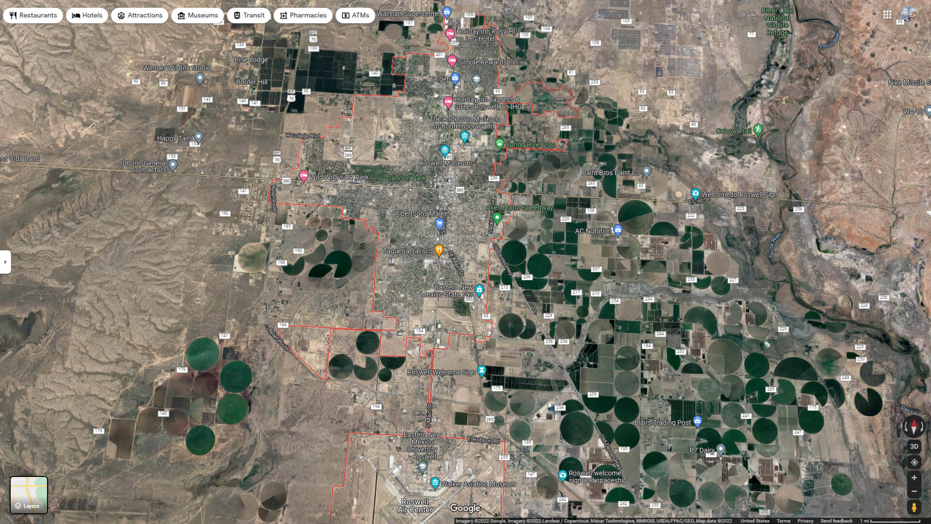 Roswell, New Mexico Map