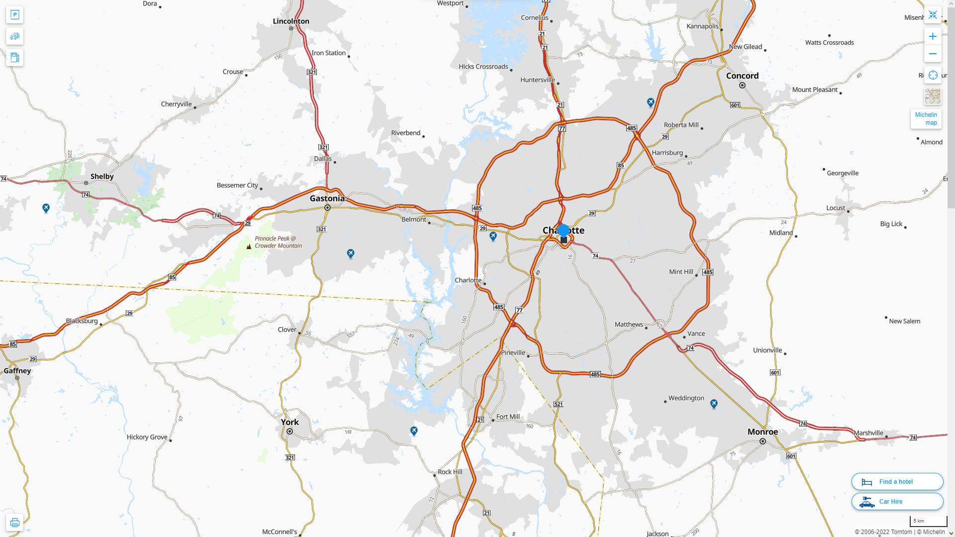 Charlotte, North Carolina Map