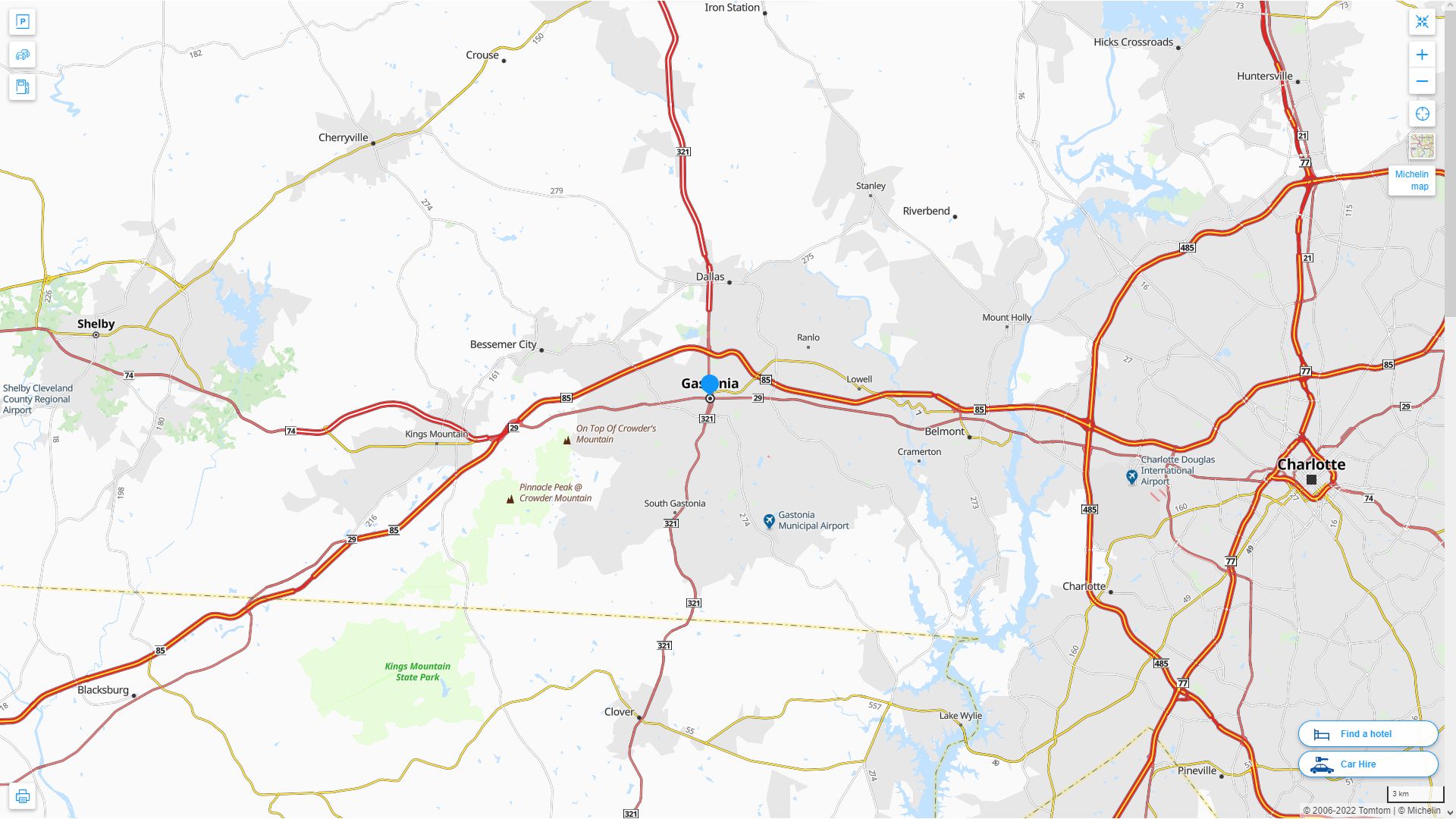 Gastonia, North Carolina Map