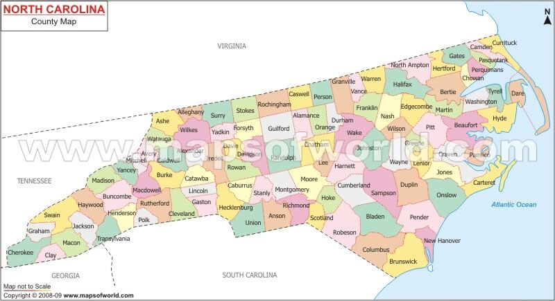 North Carolina County Map United States North Carolina County Map United States