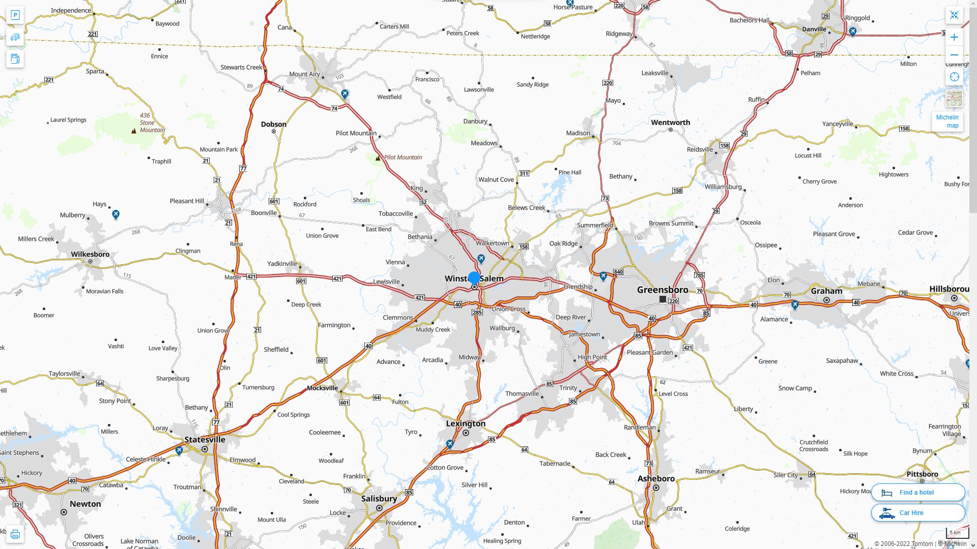 Winston Salem, North Carolina Map