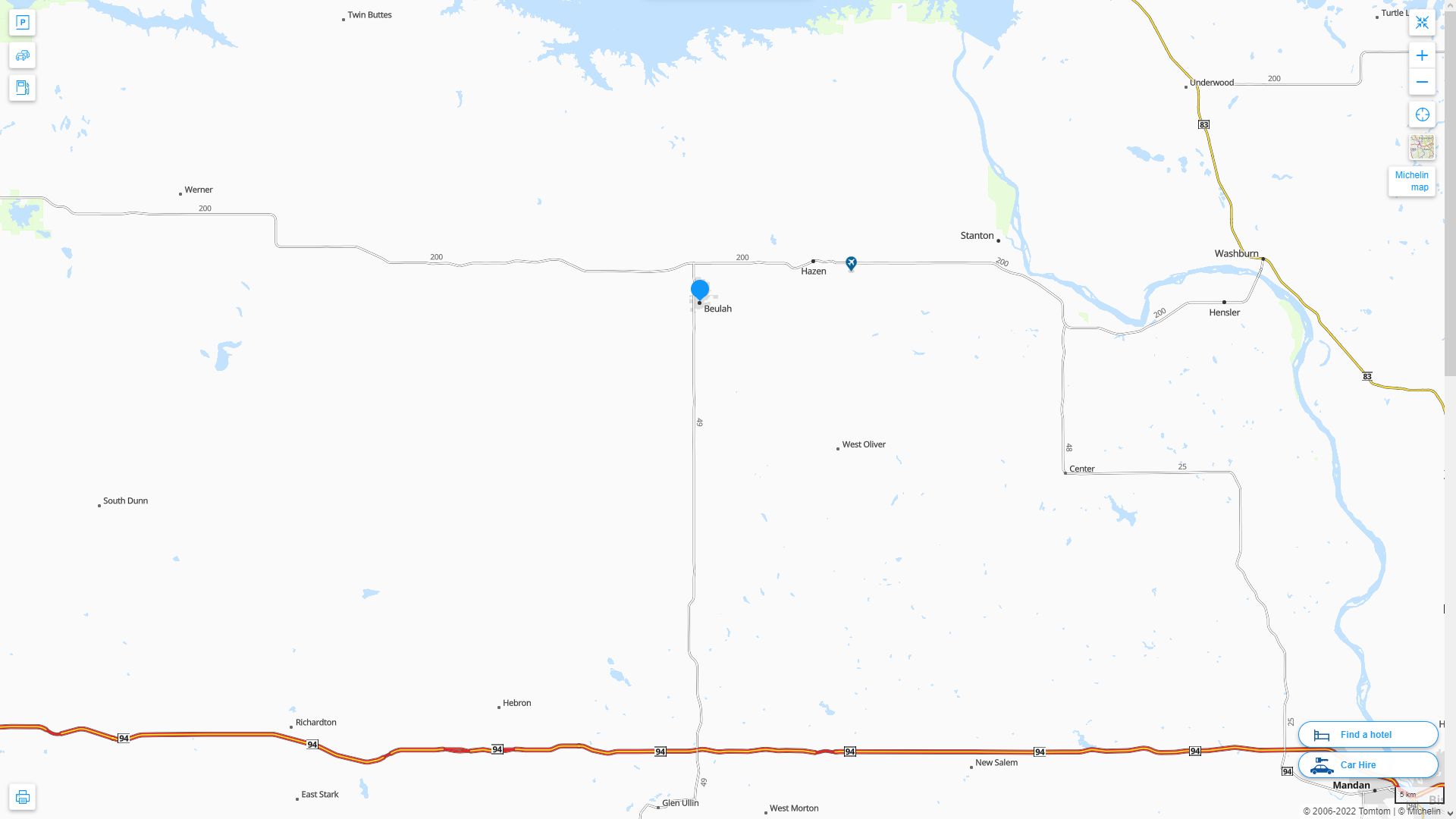 Beulah, North Dakota Map