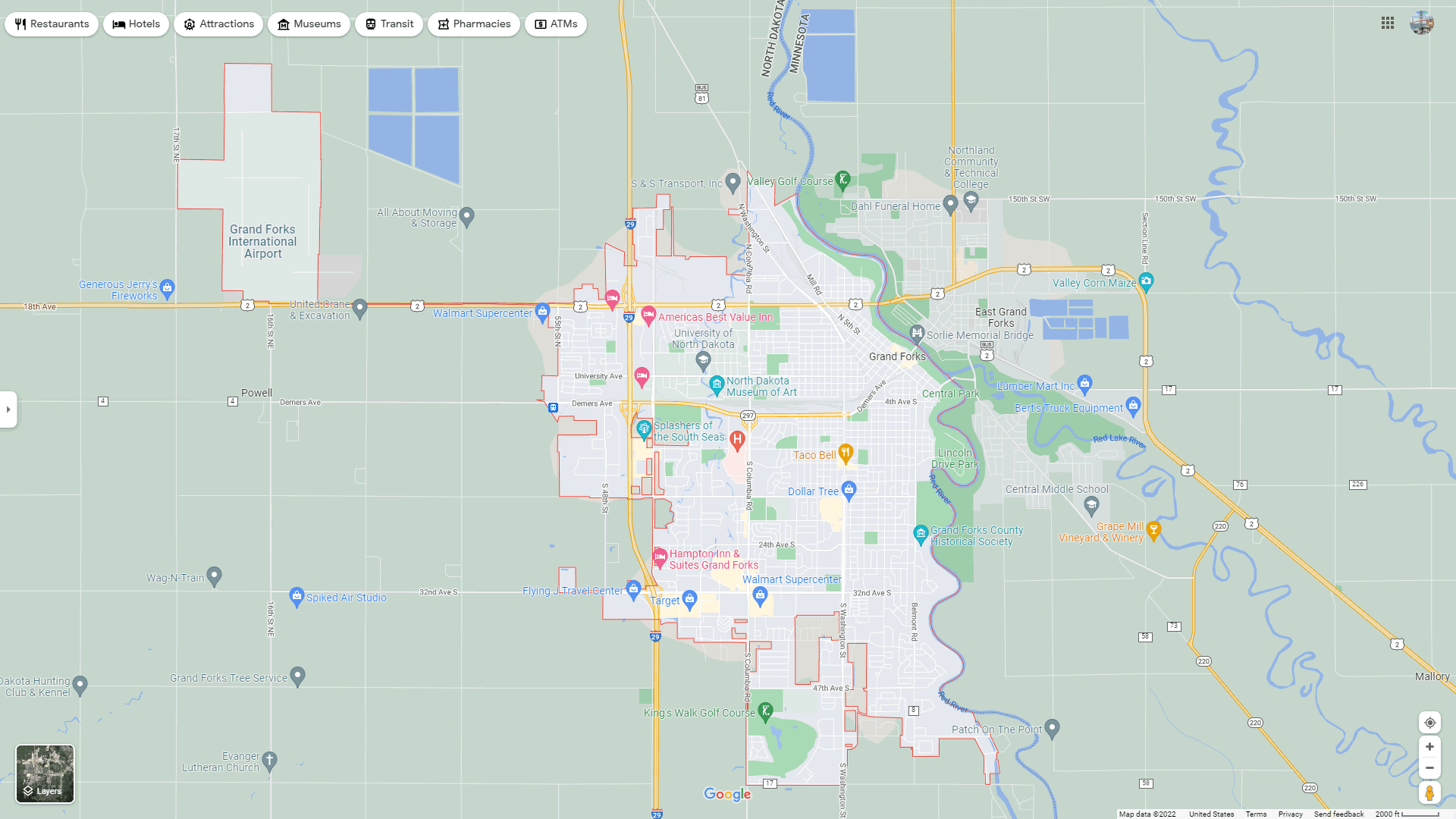 Grand Forks, North Dakota Map