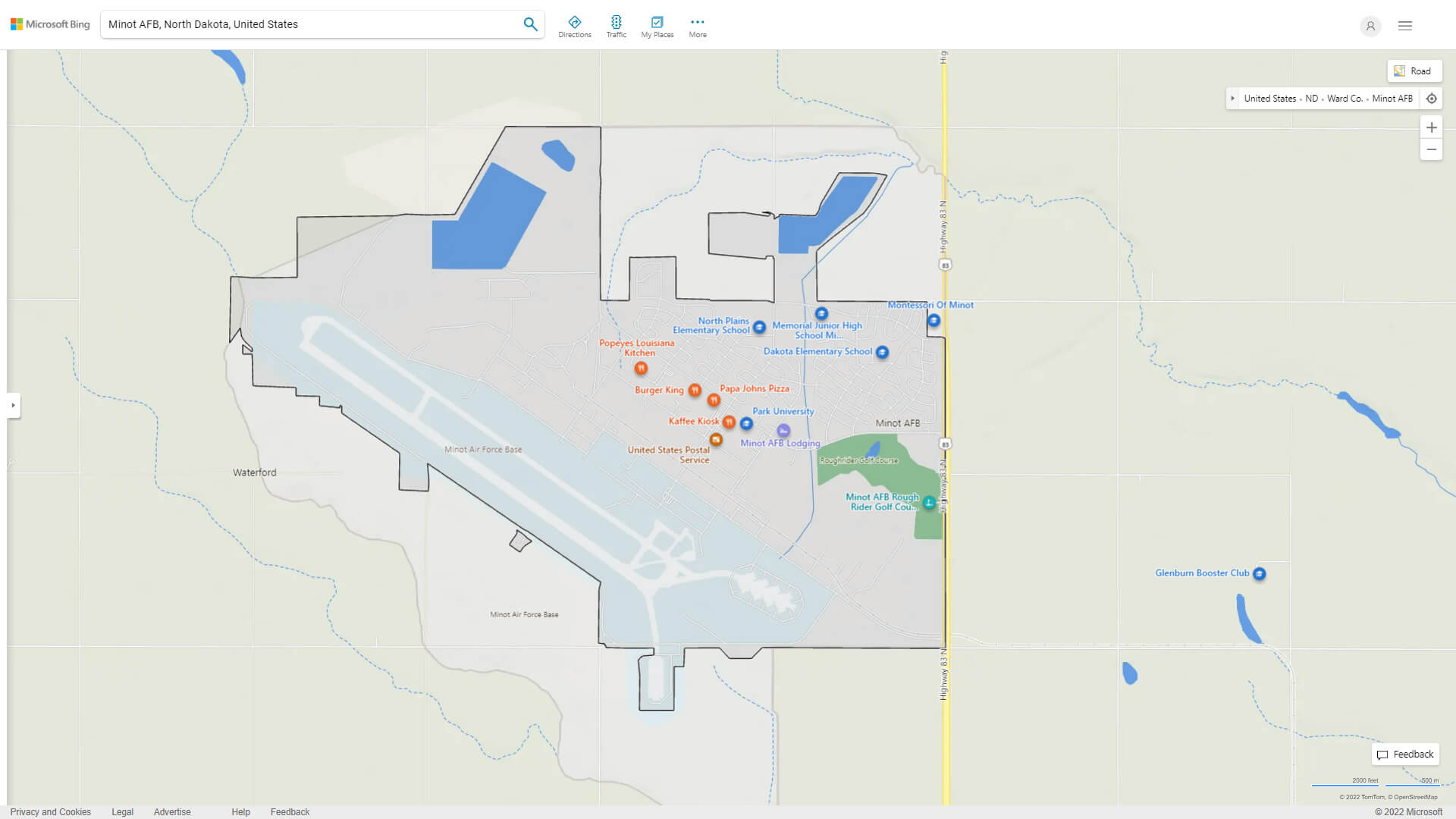 Minot AFB, North Dakota Map