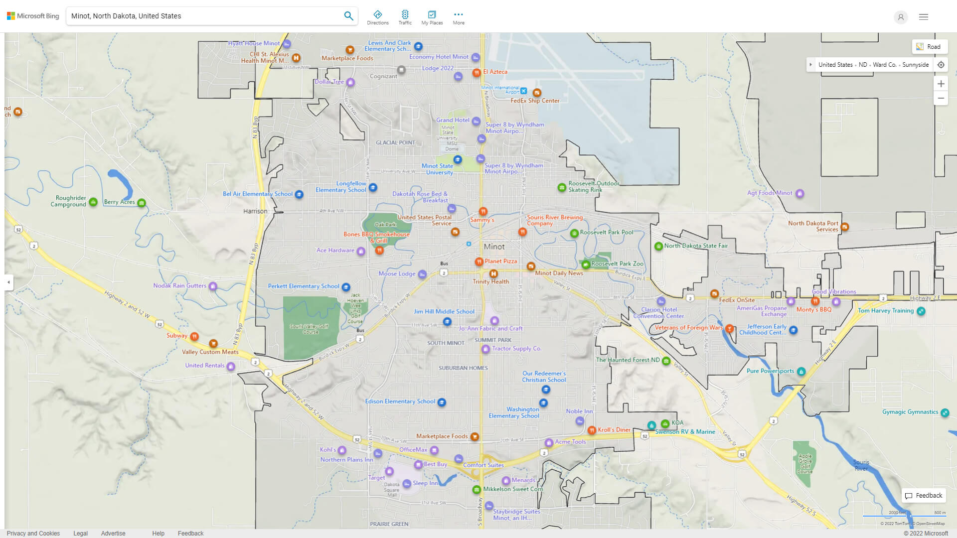 Minot, North Dakota Map