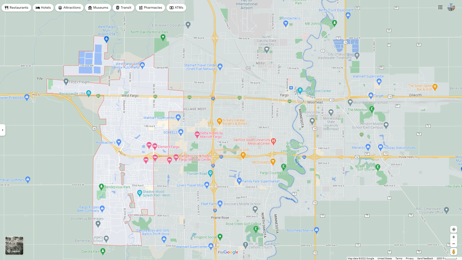 Map Of Hotels In Fargo Nd
